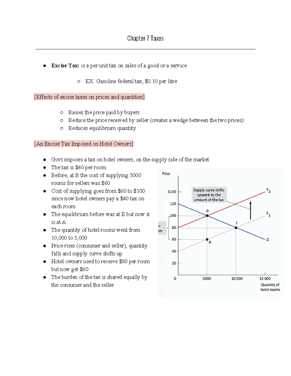 ECN Chapter 7 - Lecture notes 7 - Chapter 7 Taxes Excise Tax: is a per ...