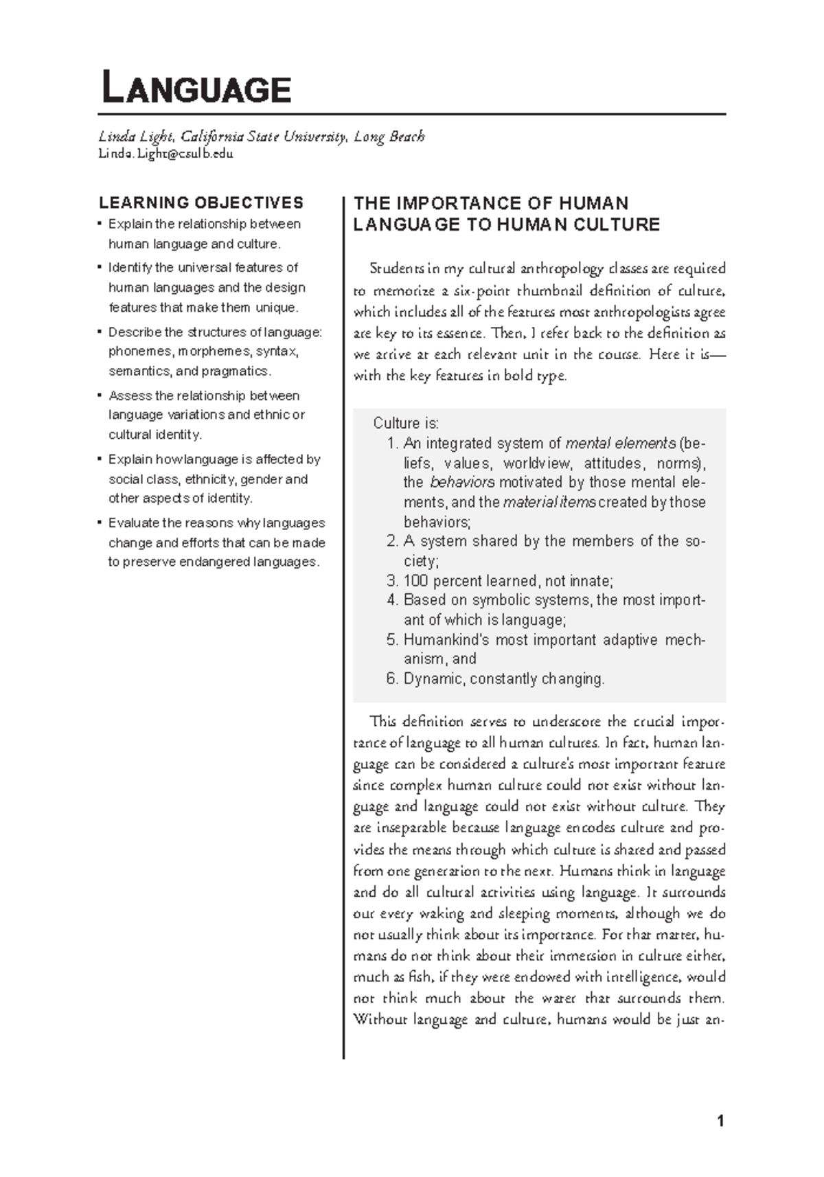 Perspectives OER Textbook Section 4 language - 1 THE IMPORTANCE OF ...