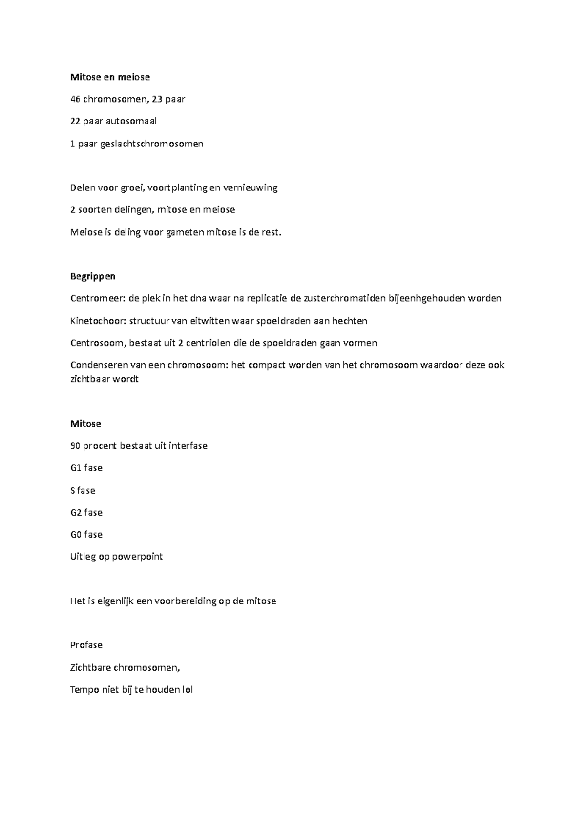 Cel tot molecuul - Mitose en meiose 46 chromosomen, 23 paar 22 paar ...
