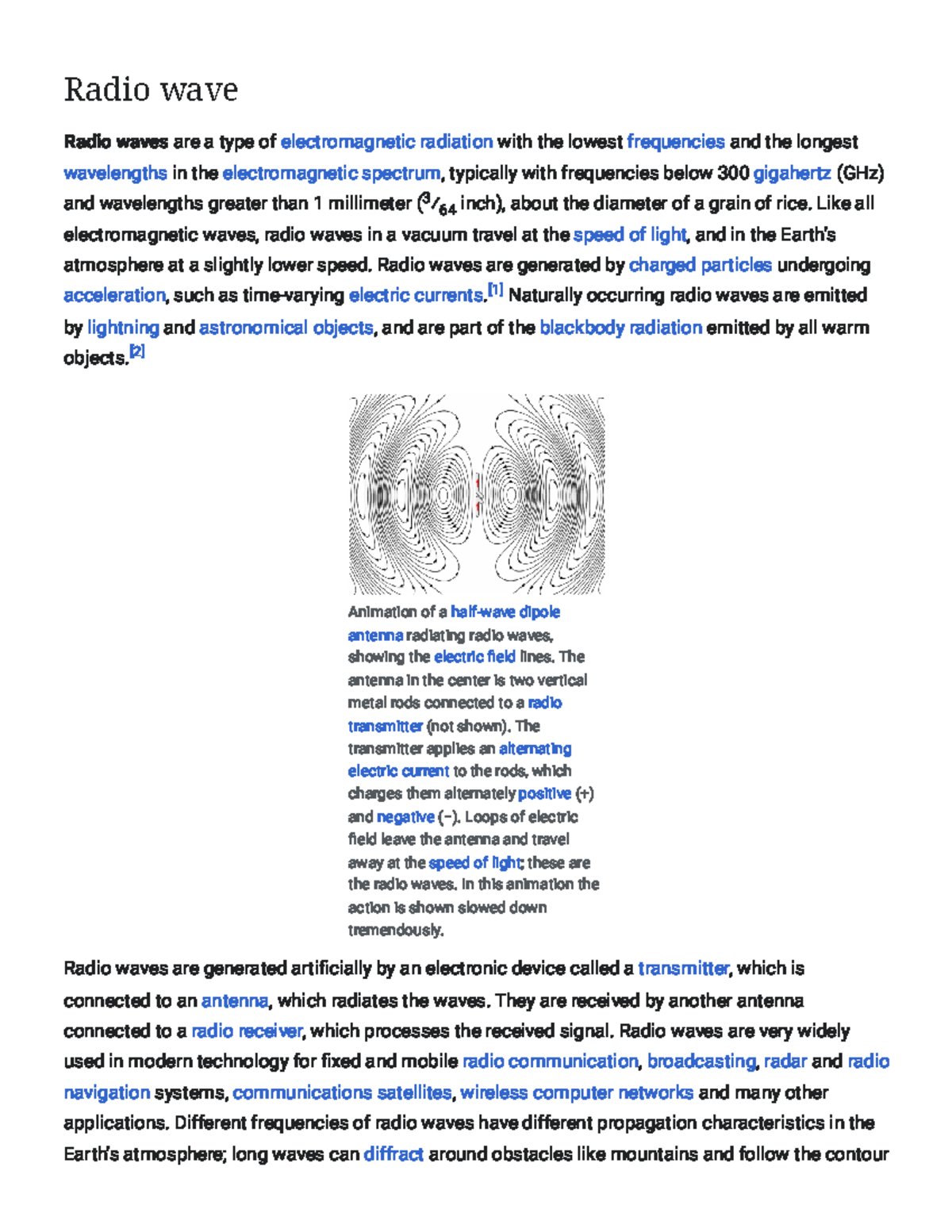 Radio wave - Wikipedia - Radio wave Radio waves are a type of ...
