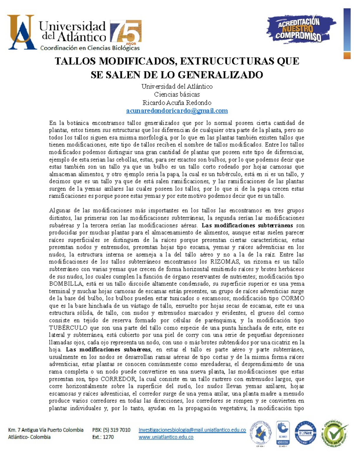 Ensayo tallos modificados - TALLOS MODIFICADOS, EXTRUCUCTURAS QUE SE ...
