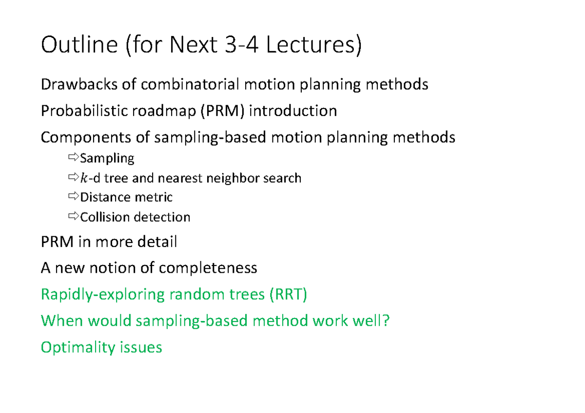 7-RRT Obprm - lecture script - Outline (for Next 3-4 Lectures ...