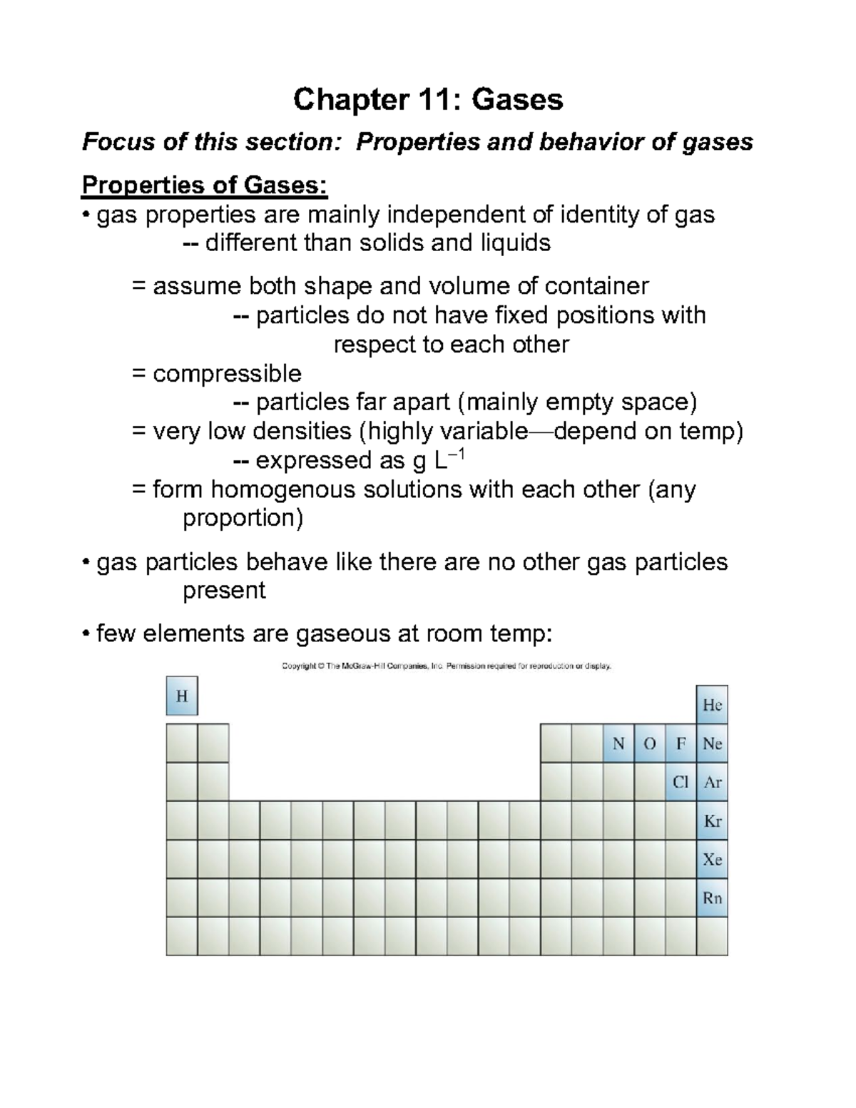 Chapter 11 pt1. Properties of Gases - Chapter 11: Gases Focus of this ...