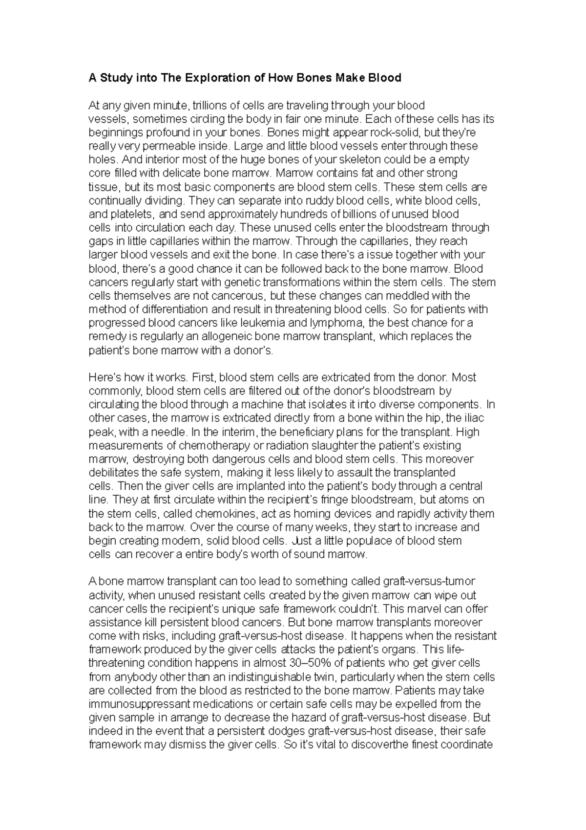 A Study into The Exploration of How Bones Make Blood - Each of these ...