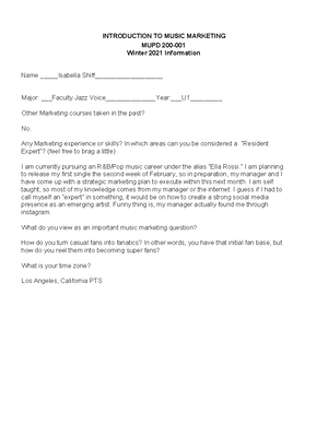 Marketing Plan 2023 - jdkkmvdfmkam - Mcgill University MUPD 200 - Music ...