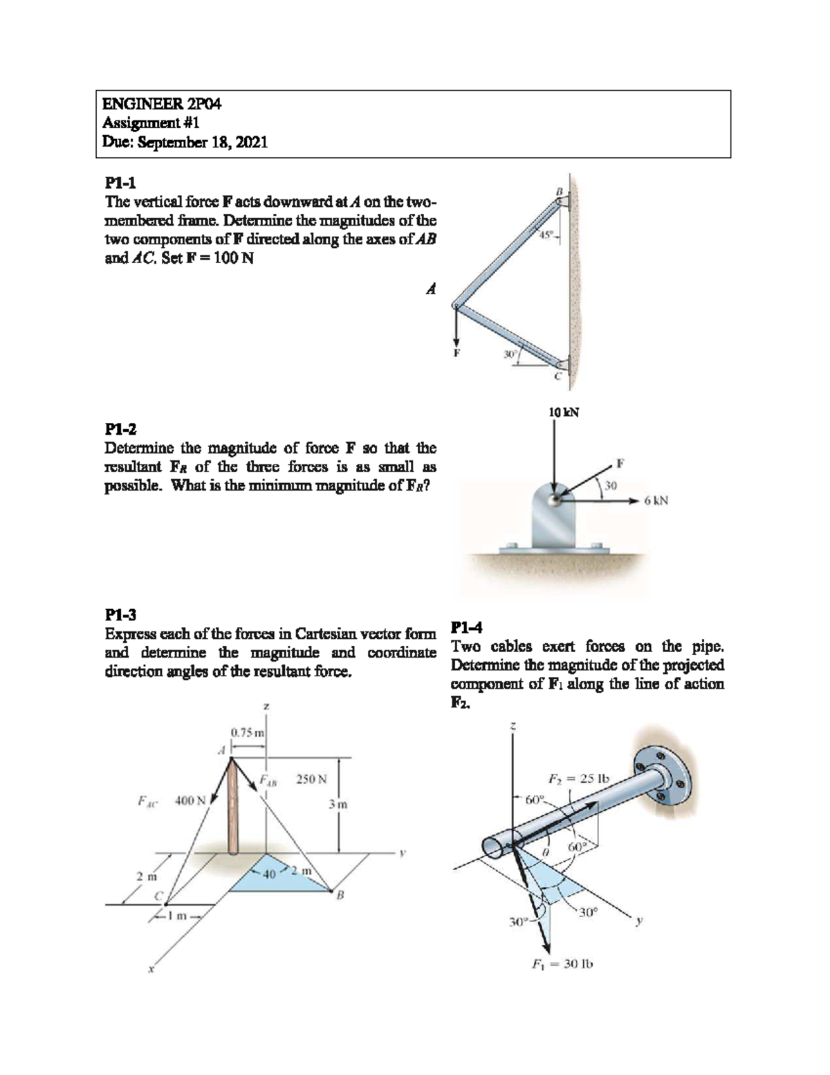 Assignment 1 - Asisngment solutions - Eng Phys 2A04 - Studocu