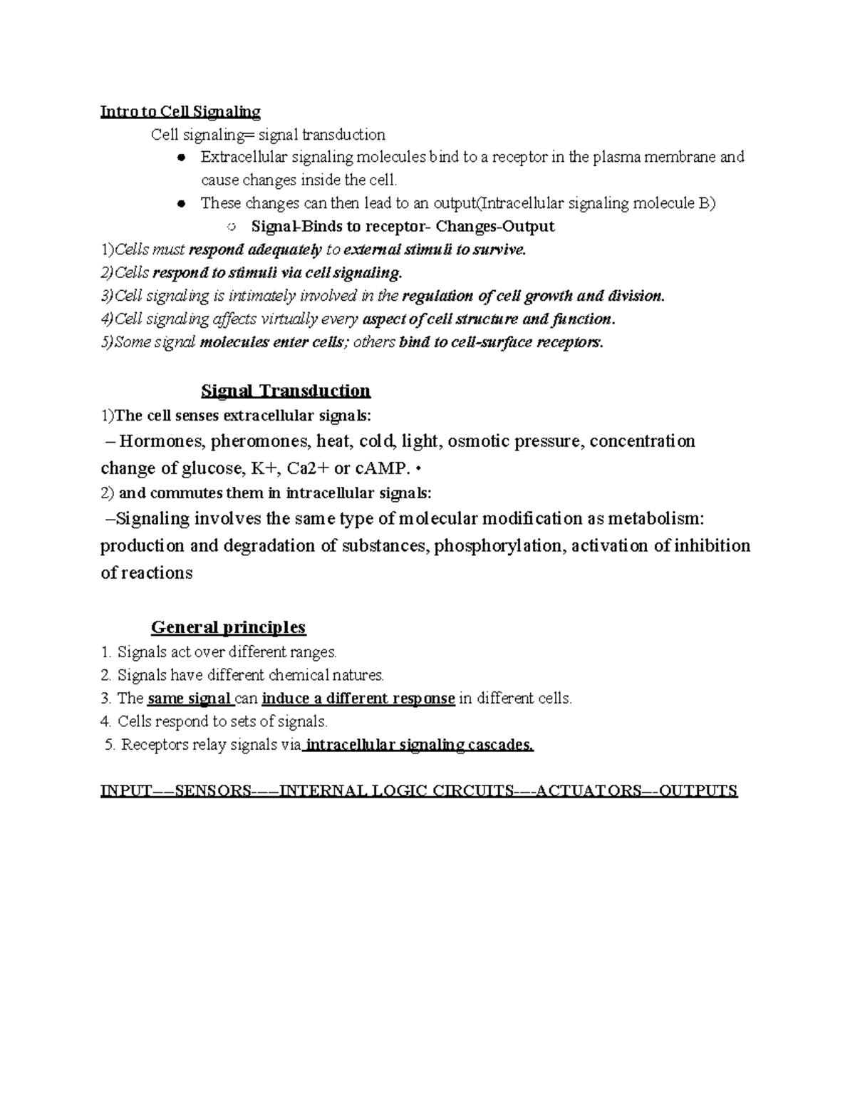 BIO 317(Cell Signaling) Lecture 1 - Intro to Cell Signaling Cell ...