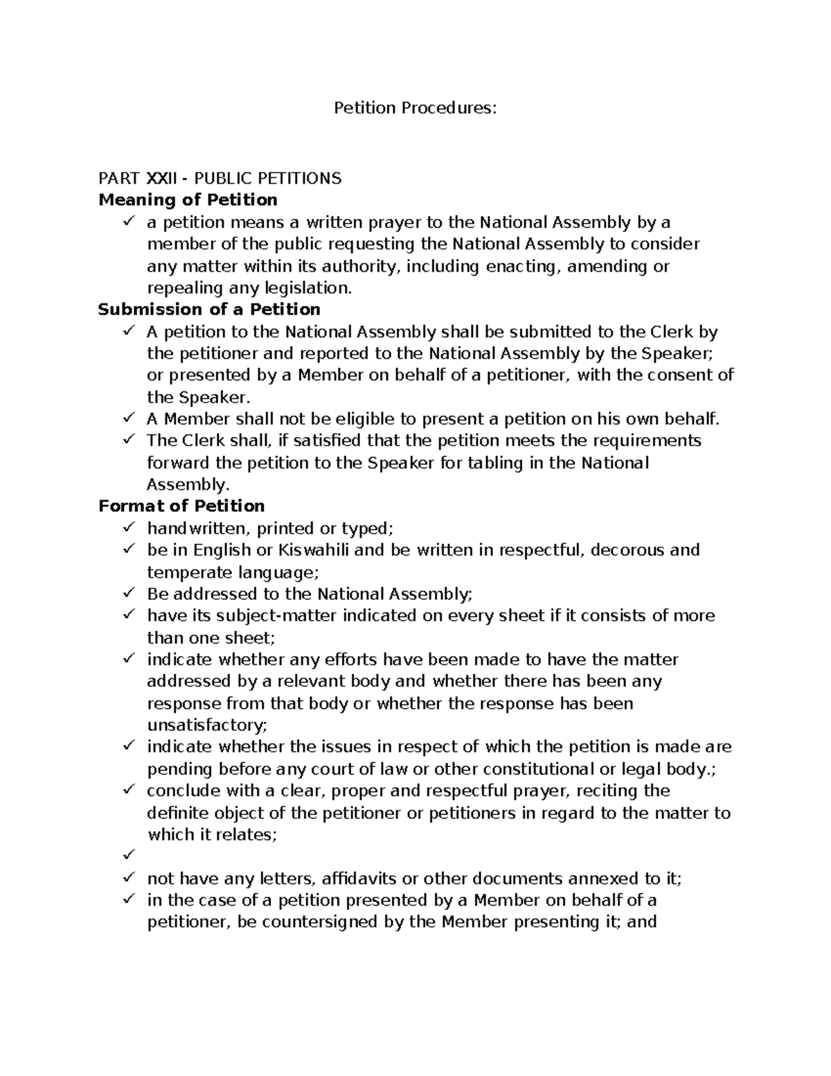 Petition Procedures - N/A - Petition Procedures: PART XXII - PUBLIC ...