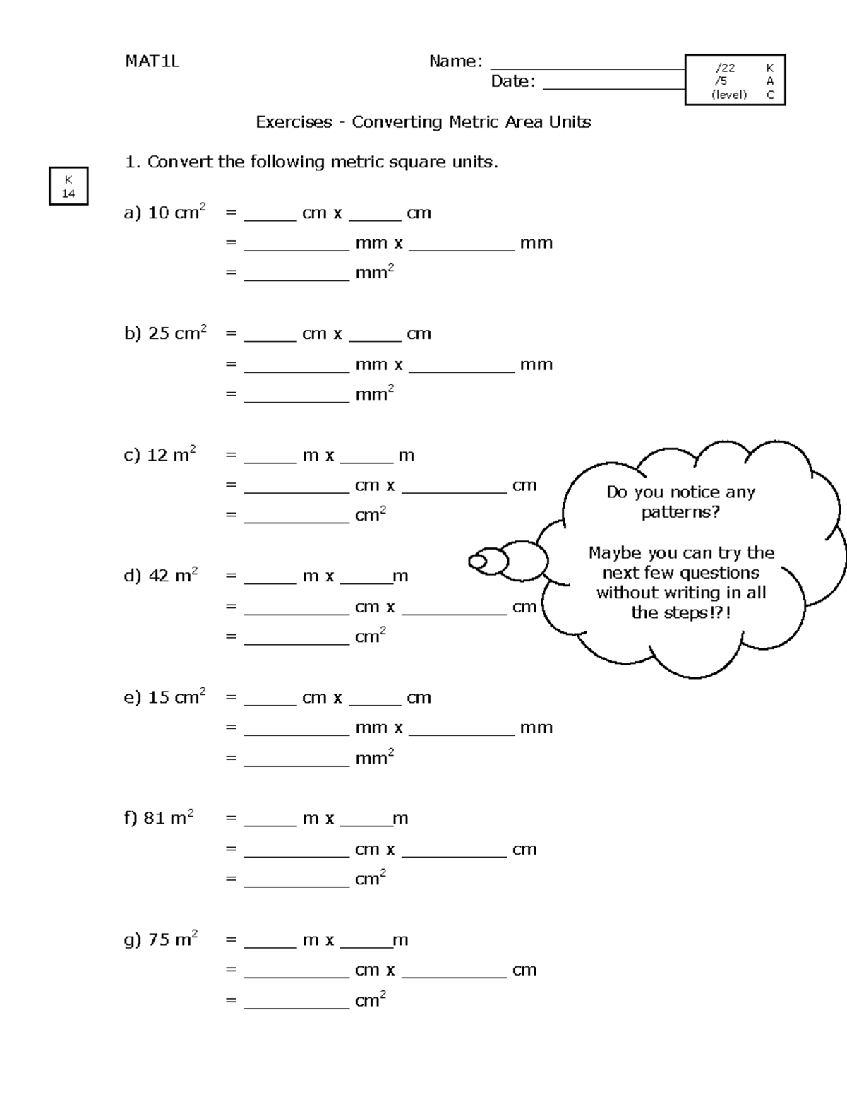 05 - Exercises - Converting Metric Area Units - - Studocu