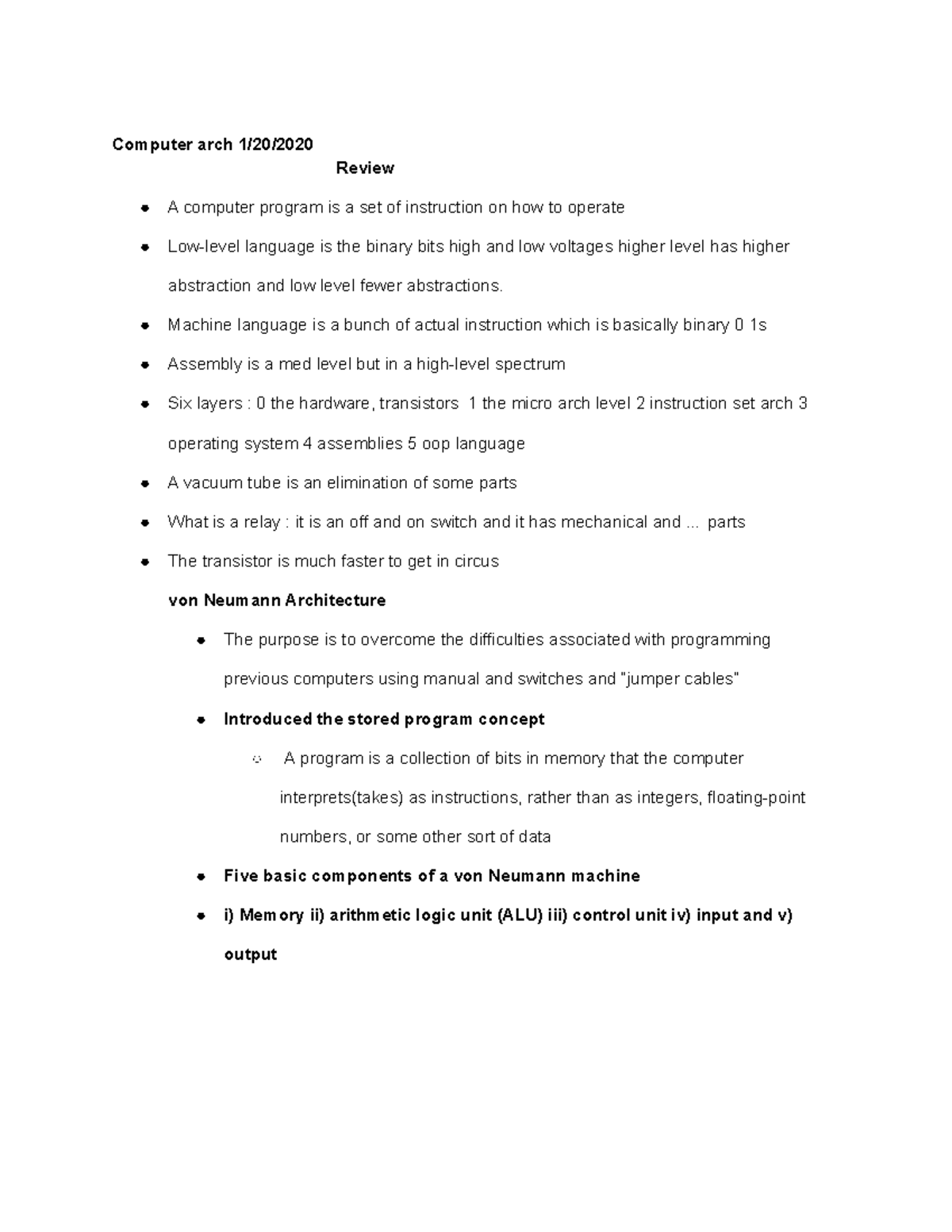 Week 3 monday - Lecture notes week 3 - Computer arch 1/20/ Review A ...