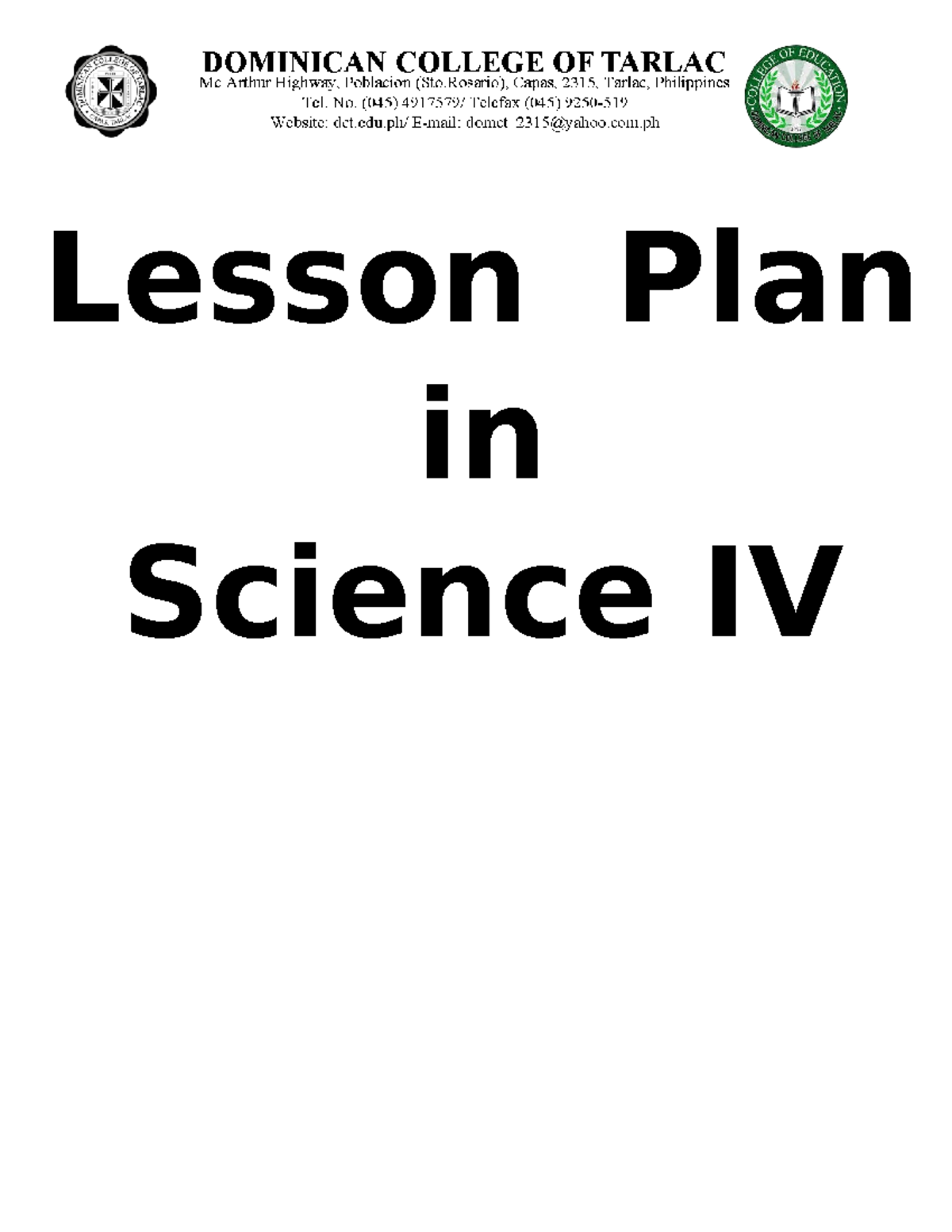 DLP in Science - Lesson Plan in Science IV Learning Area: SCIENCE IV ...