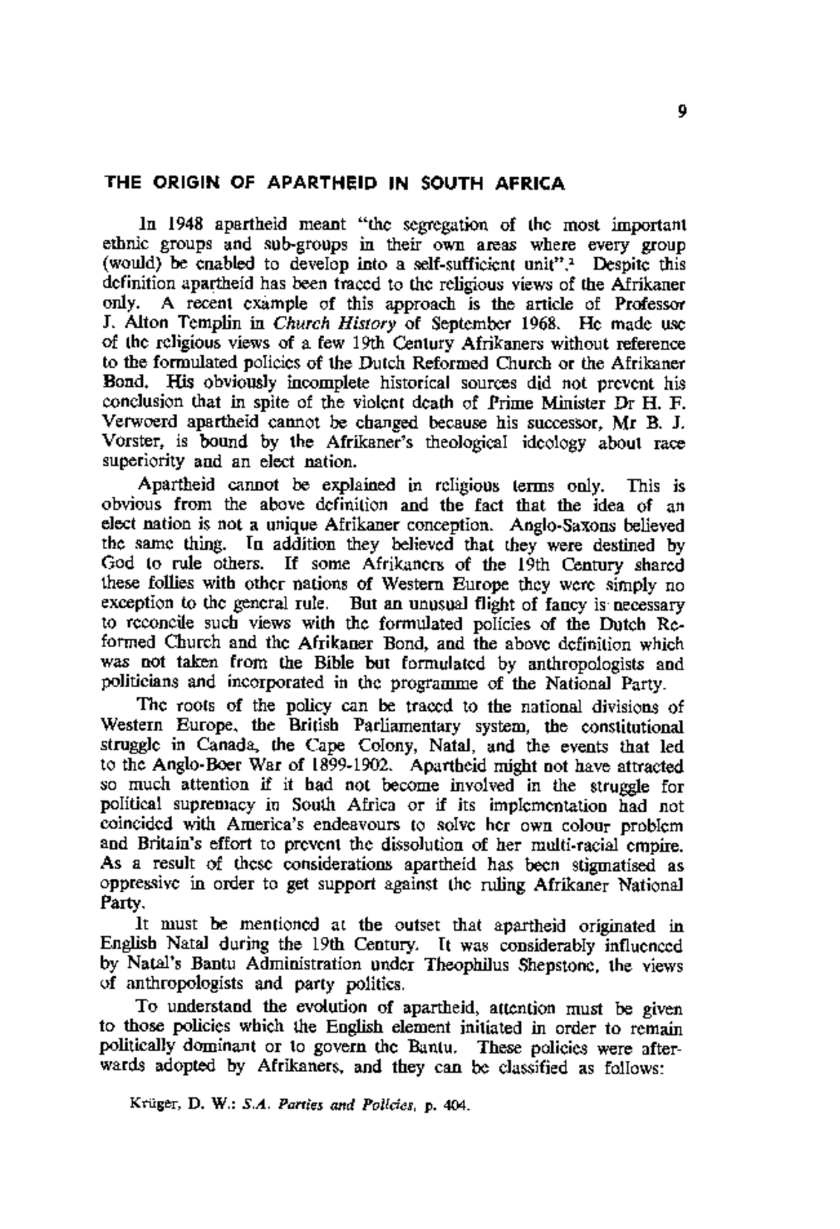 Haasbroek 1971 the origin of apartheid in south africa - THE ORIGIN OF ...