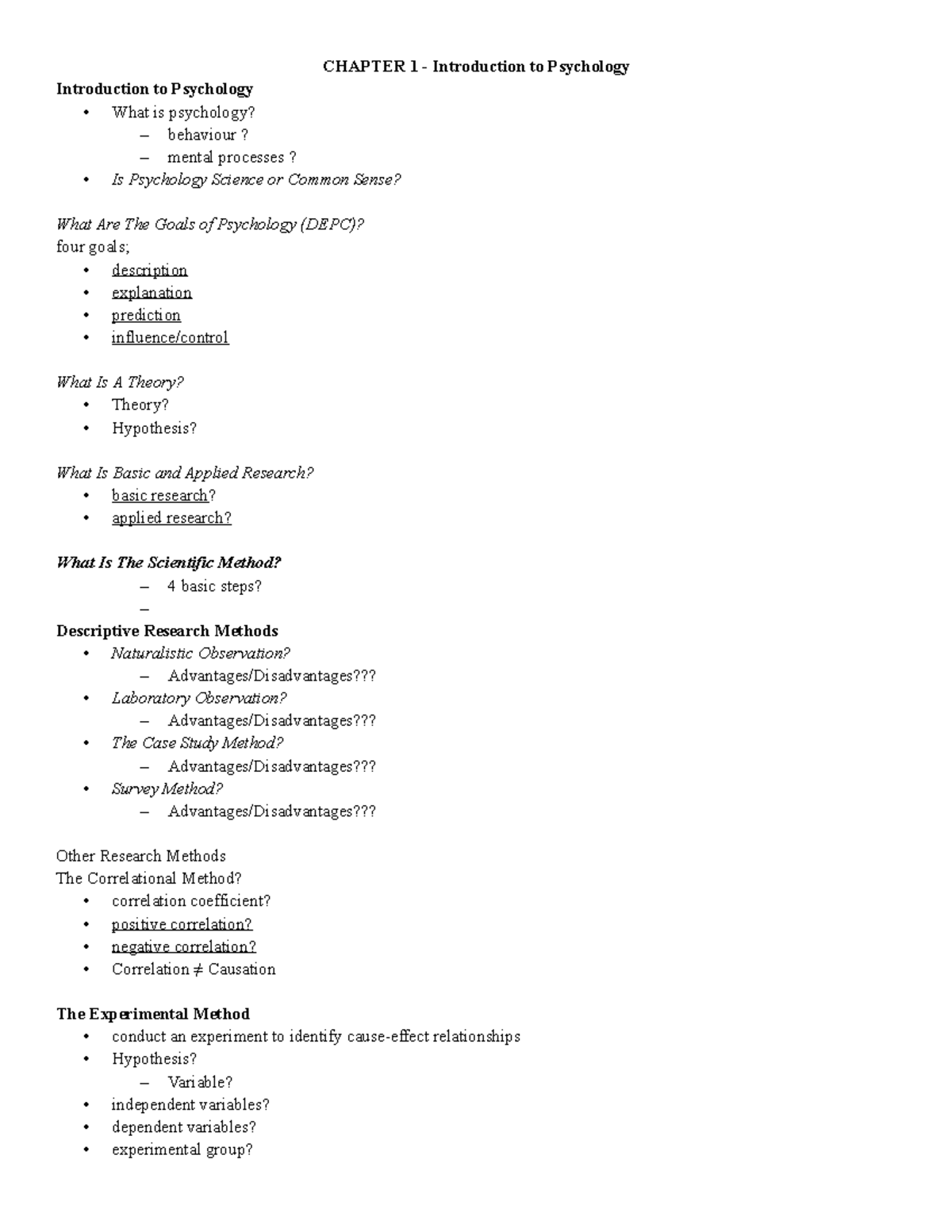 Test 1 Review for chapter 1, 2, 3 - CHAPTER 1 - Introduction to ...