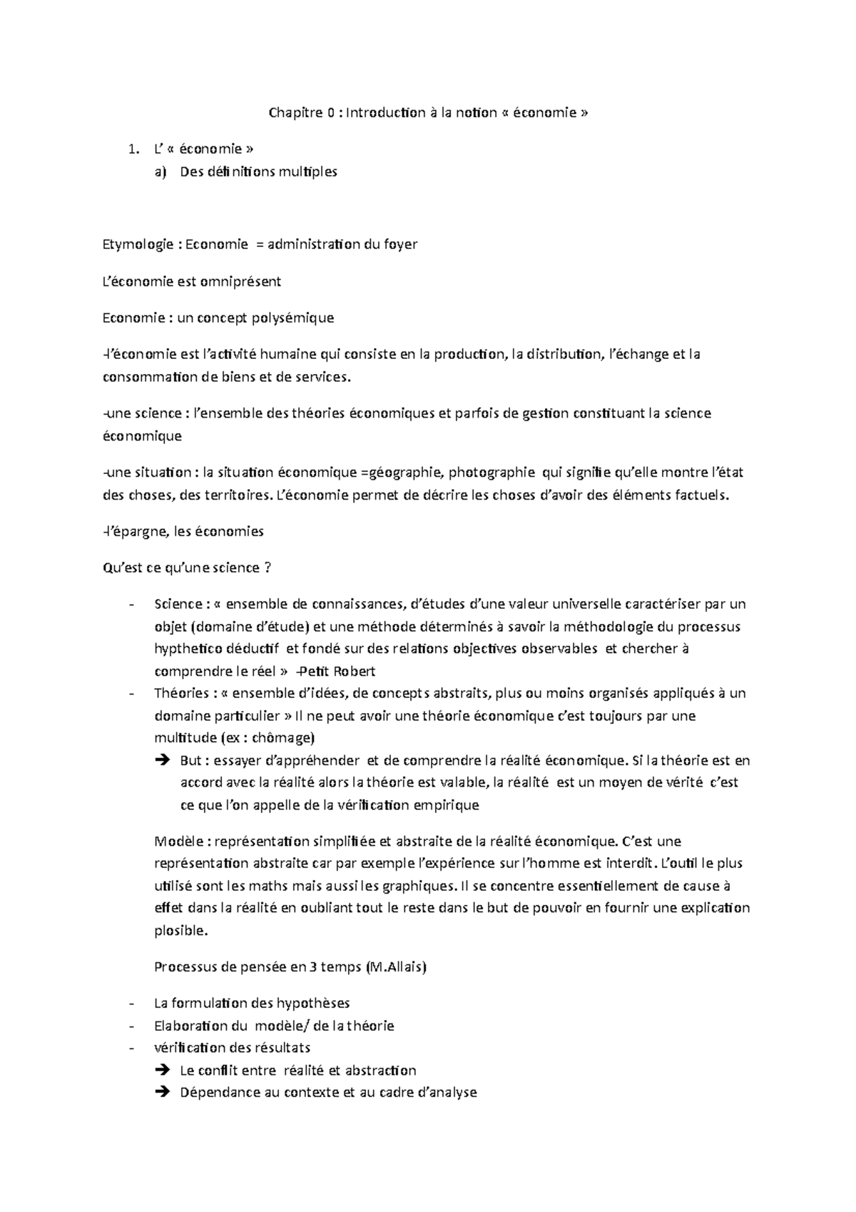 Chapitre 0 introduction à la notion économie - Chapitre 0 : Introduction à la notion « économie ...