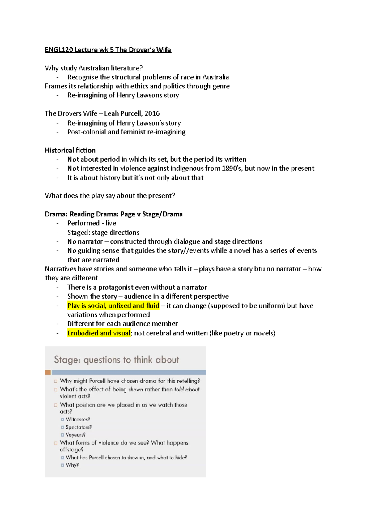ENGL120 Lecture wk 5 The Drover - ENGL120 Lecture wk 5 The Drover’s ...