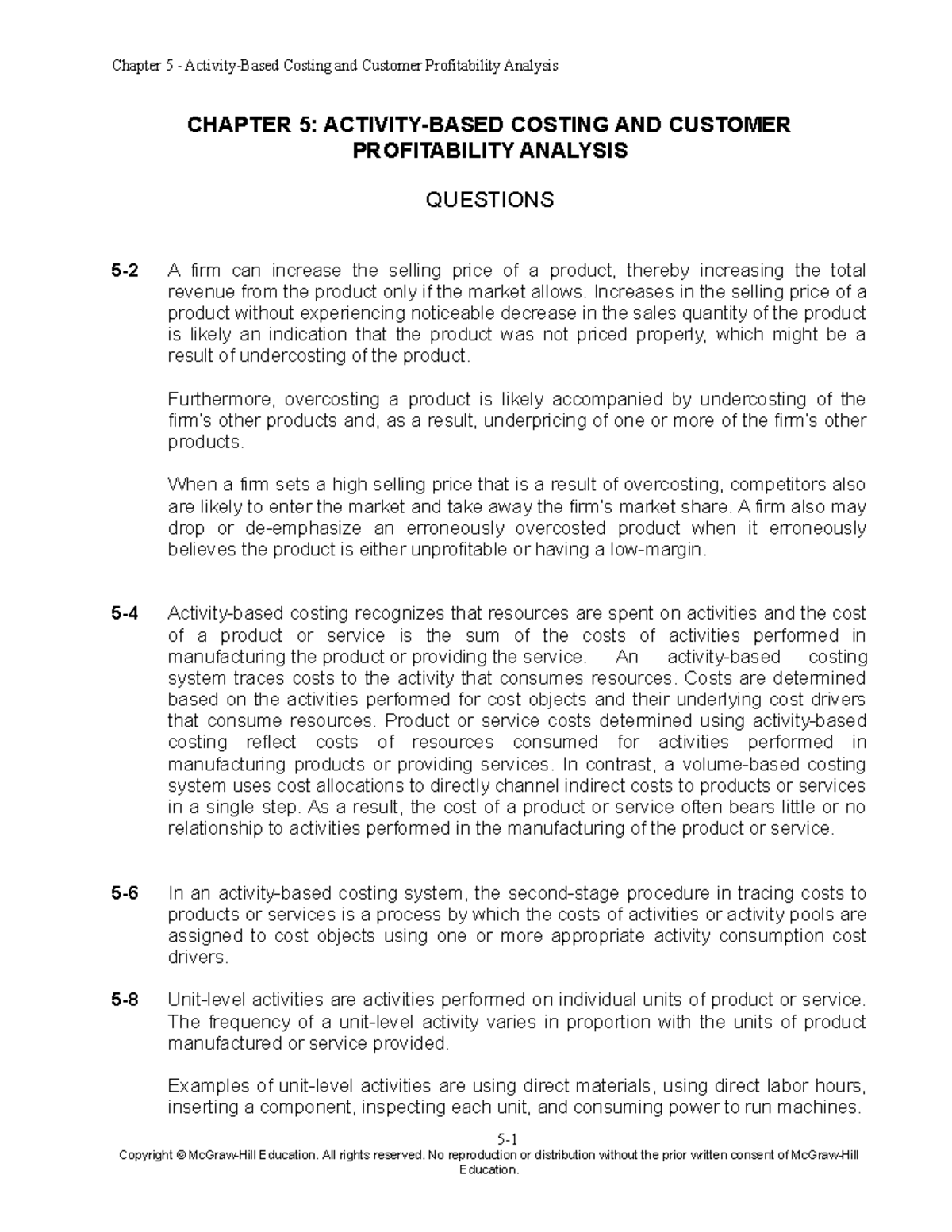 Blocher 8e EOC SM Ch05 Final Student - CHAPTER 5: ACTIVITY-BASED COSTING AND CUSTOMER ...