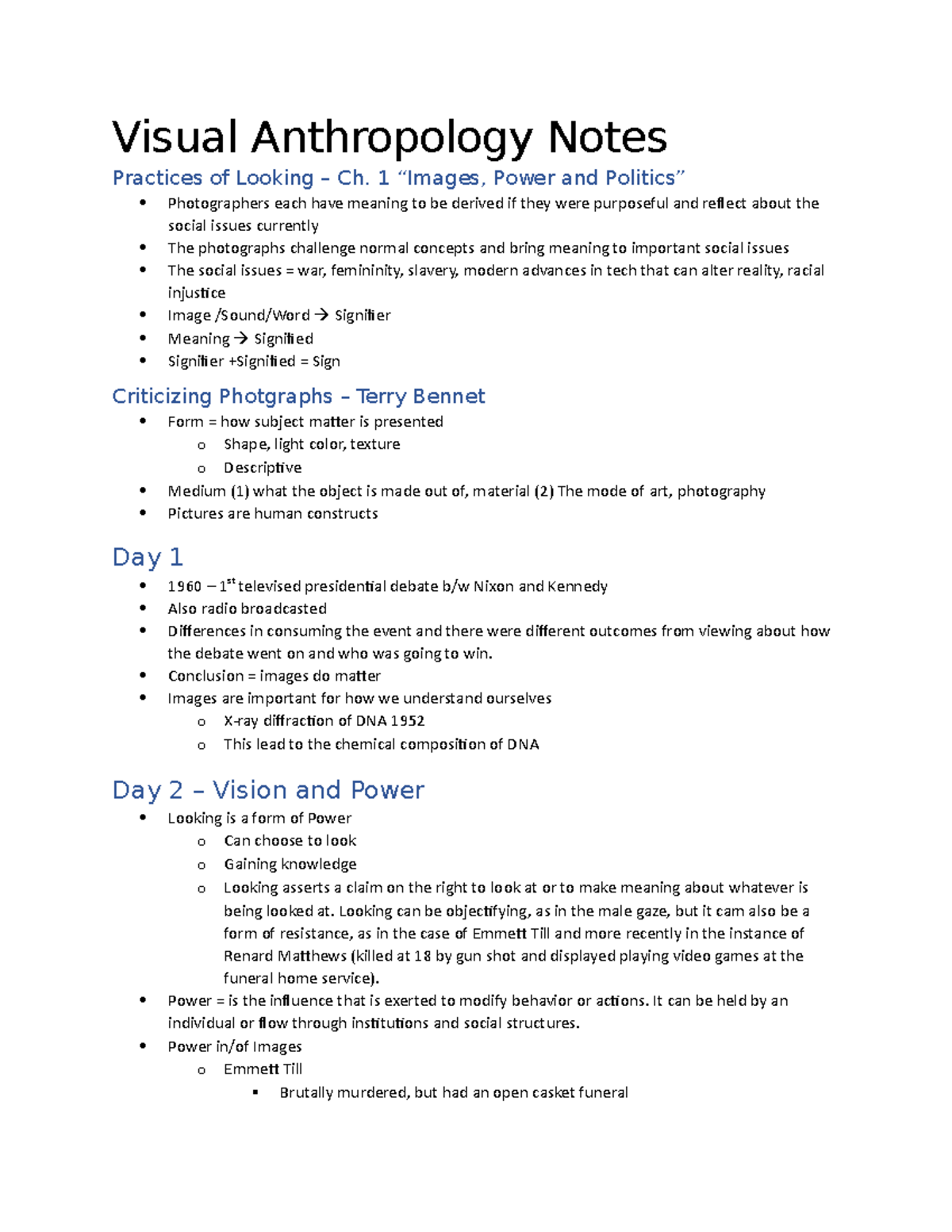 Visual Anthropology Notes - Visual Anthropology Notes Practices of ...