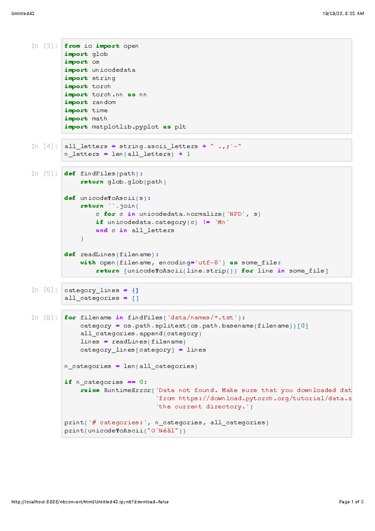 Exp 4 - Language modeling using RNN - In [3]: from import io globimport ...