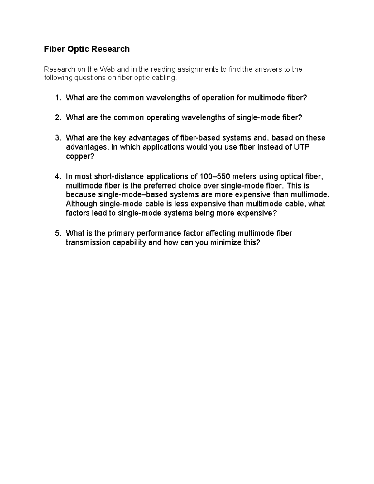 Fiber optic Research - Fiber Optic Research Research on the Web and in ...