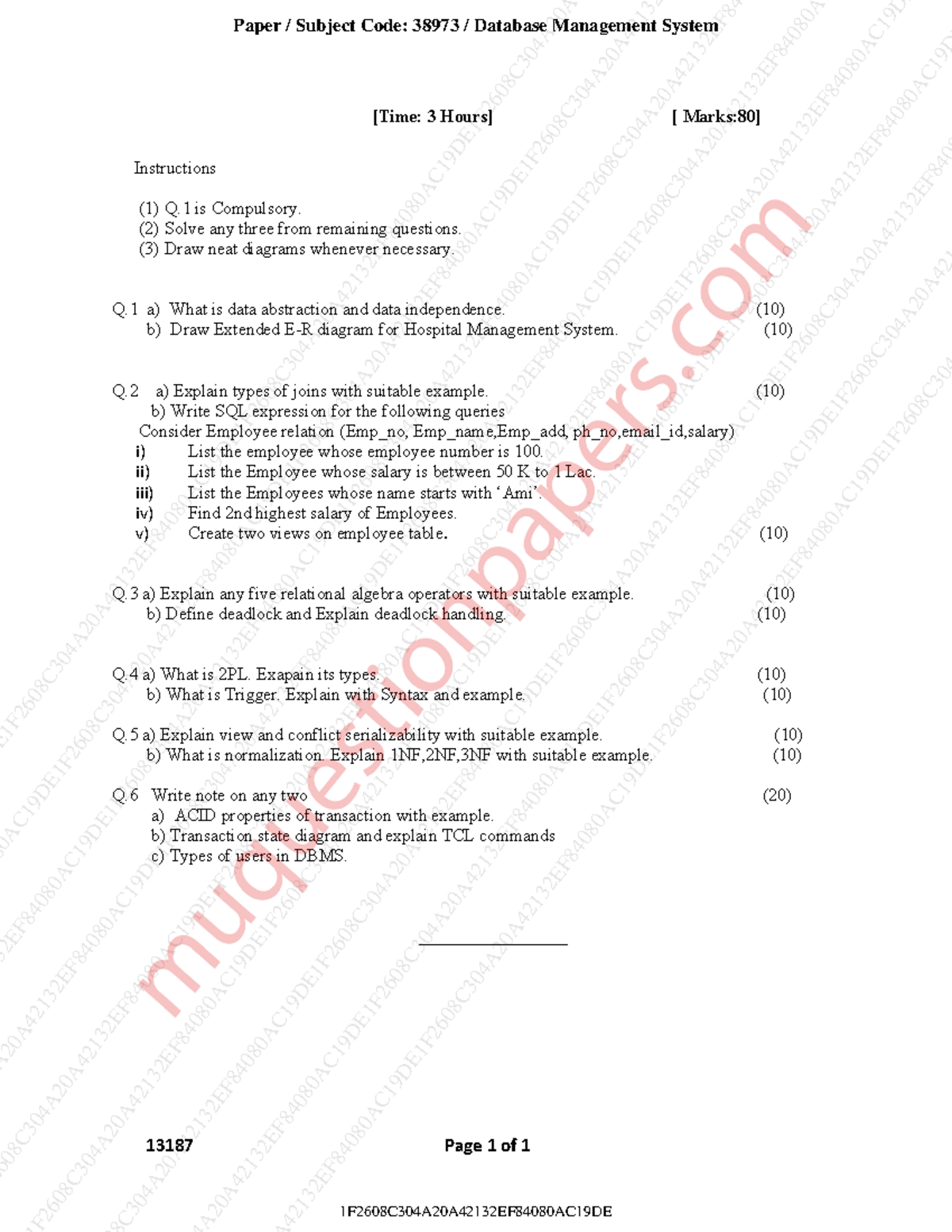 Be Computer Engineering Semester 4 2022 December Database Management Systemrev 2019 C Scheme