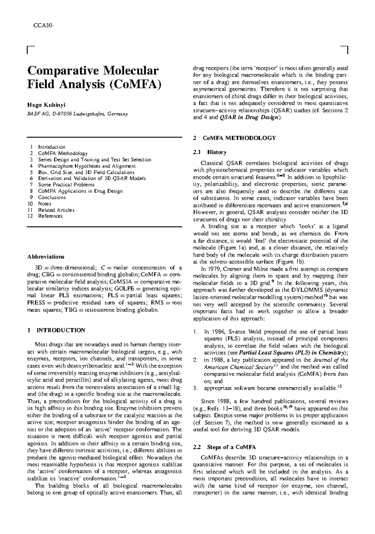 Comfa - Comparative Molecular Field Analysis (CoMFA) Hugo Kubinyi BASF ...