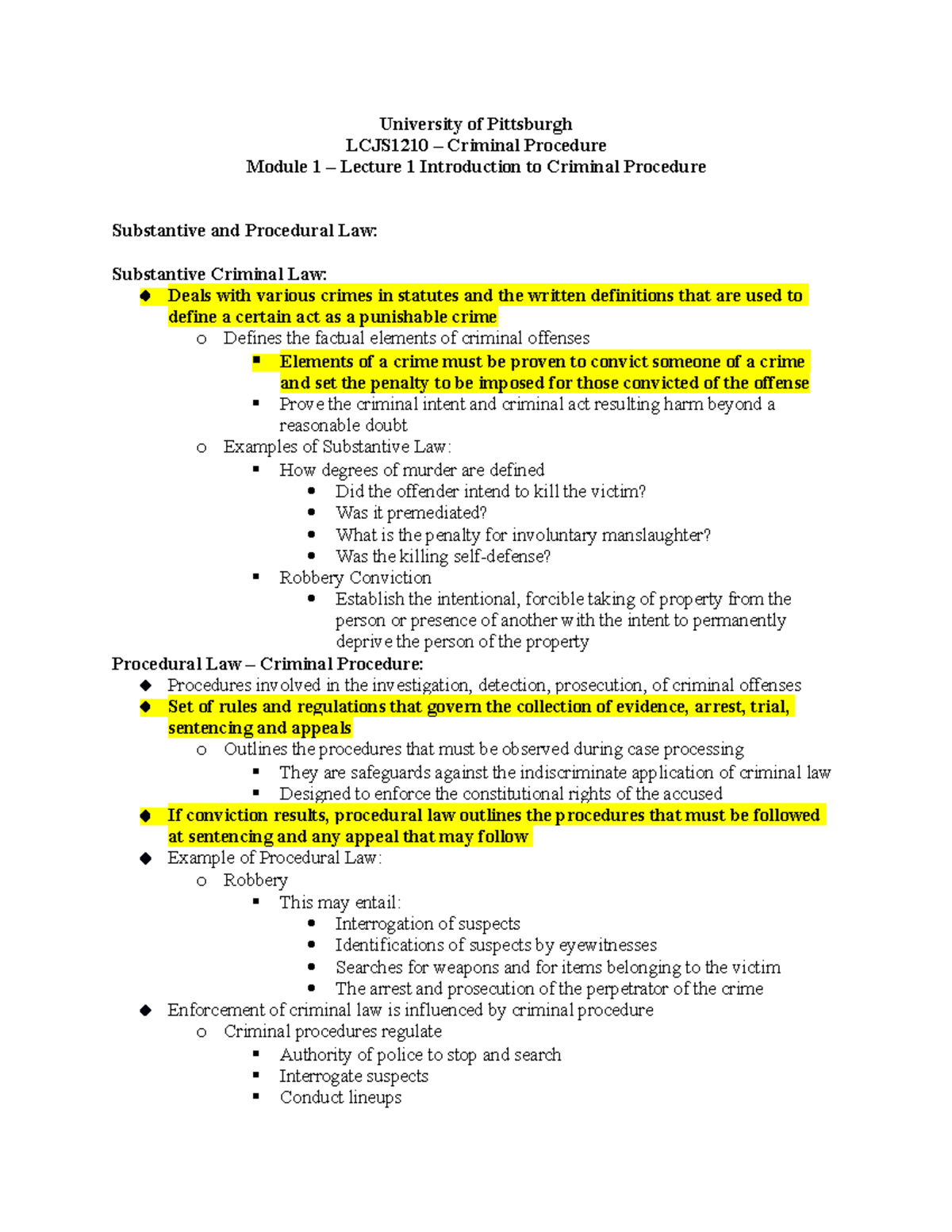 Module 1B Introduction to Criminal Procedure - University of Pittsburgh ...