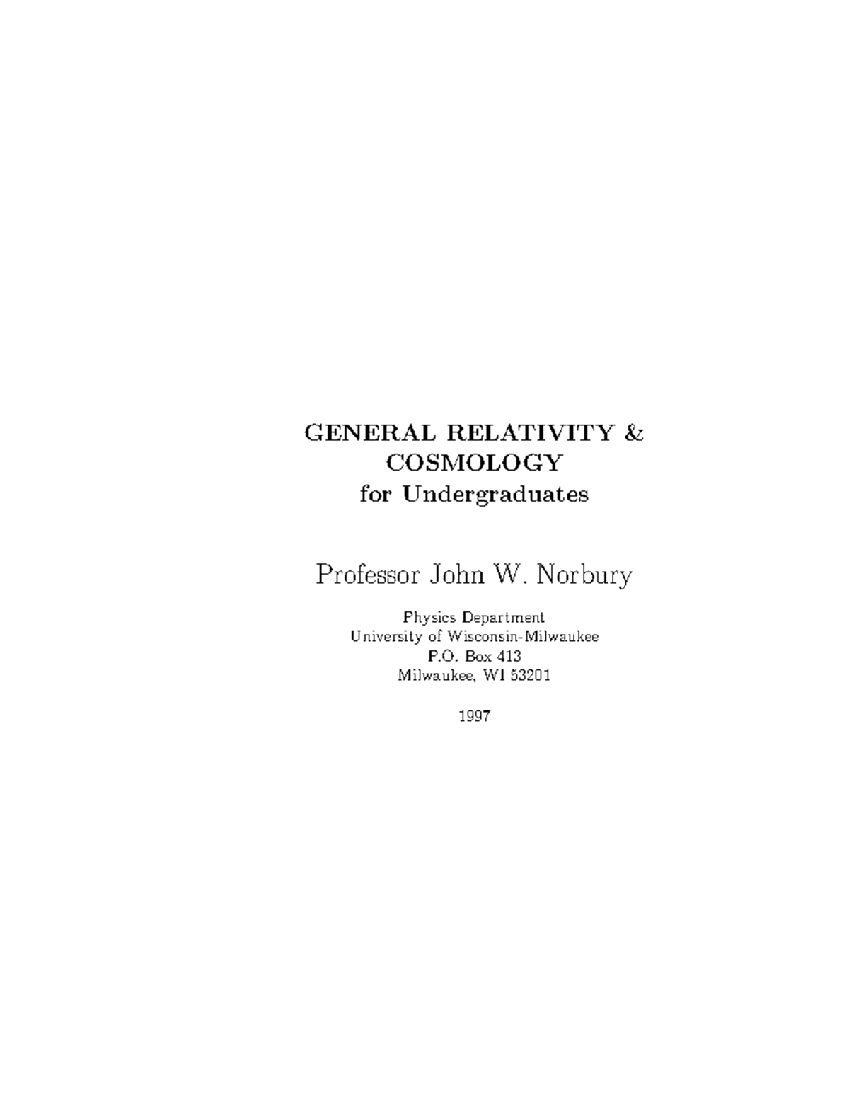 (Ebook-Pdf) - Mathematics - Physics - General Relativity And Cosmology ...