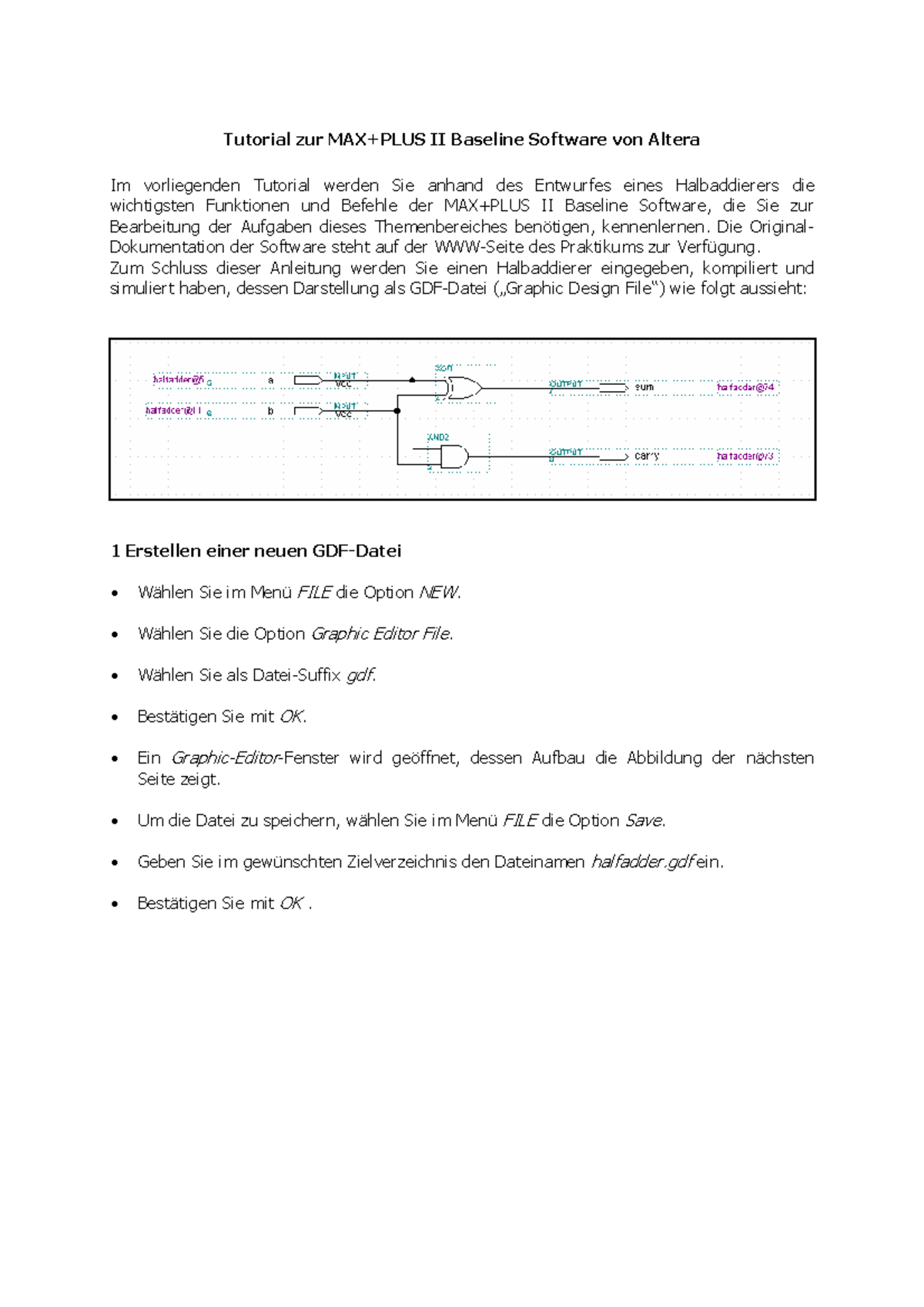 MAX+plus II Baseline Tutorial - Tutorial zur MAX+PLUS II Baseline Software von Altera Im - Studocu