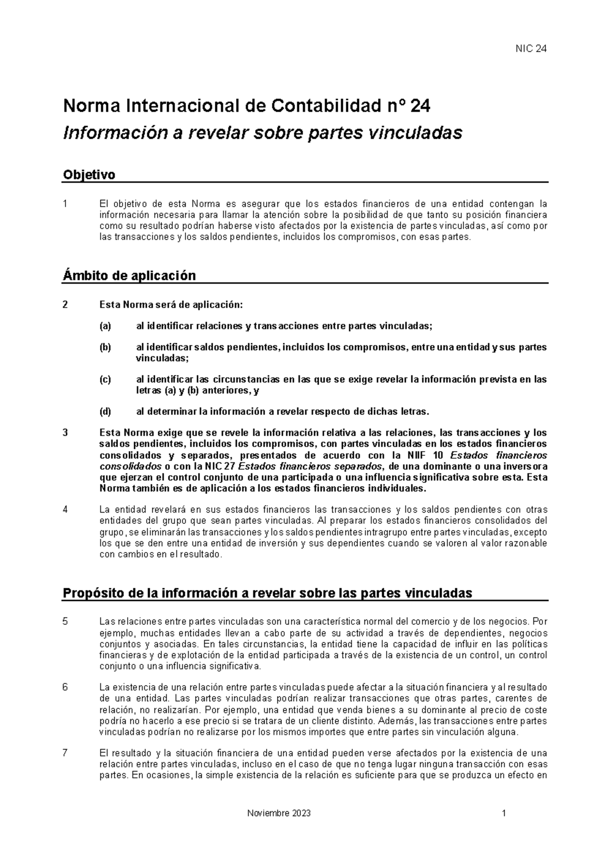 NIC 24 REPASO SOBRE LAS NORMAS Y EJERCECIOS - Norma Internacional de ...