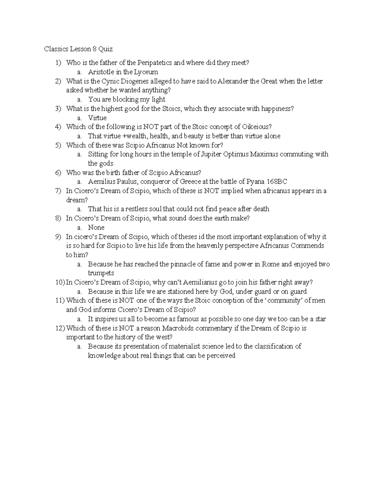 Classics Lesson 8 Quiz - Classics Lesson 8 Quiz Who is the father of ...