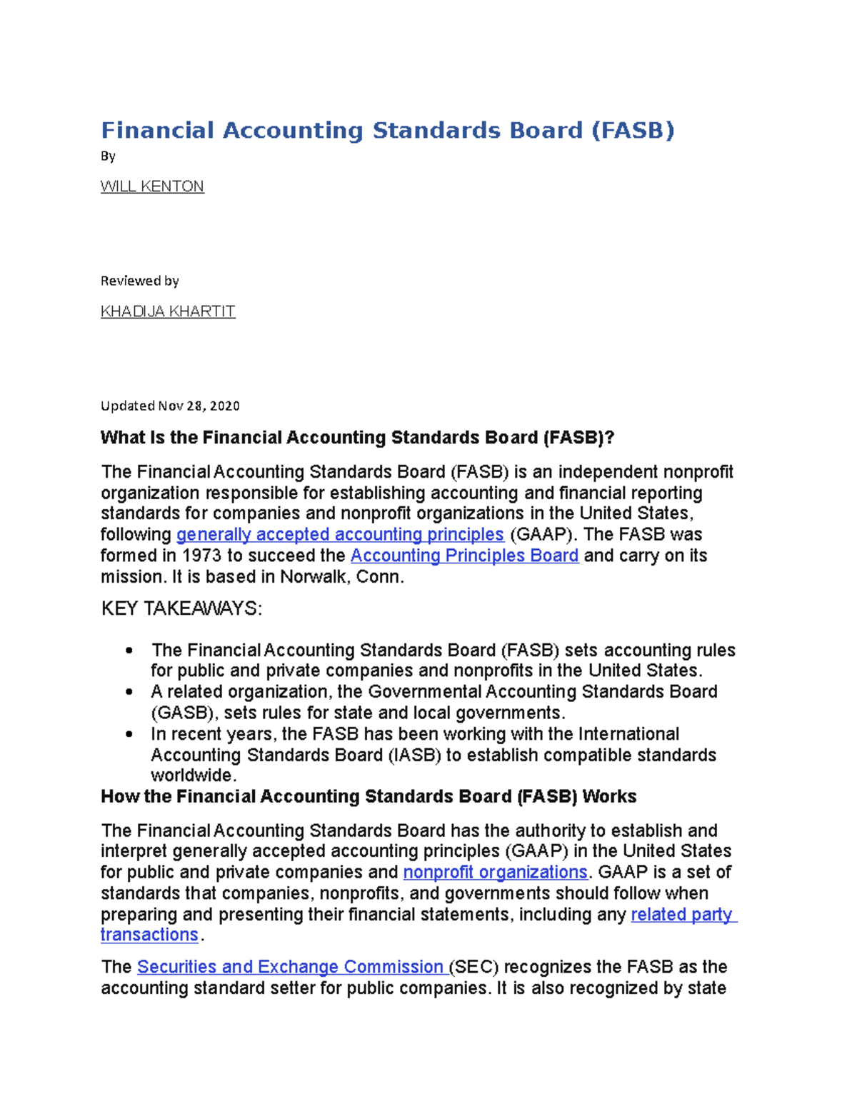 Acctg 04 - invetopedia - Financial Accounting Standards Board (FASB) By ...