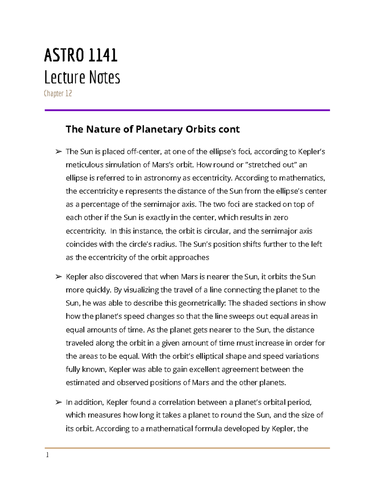 Astro 1141 Chapter 12 - ASTRO 1141 Lecture Nes Chapter 12 The Nature of ...