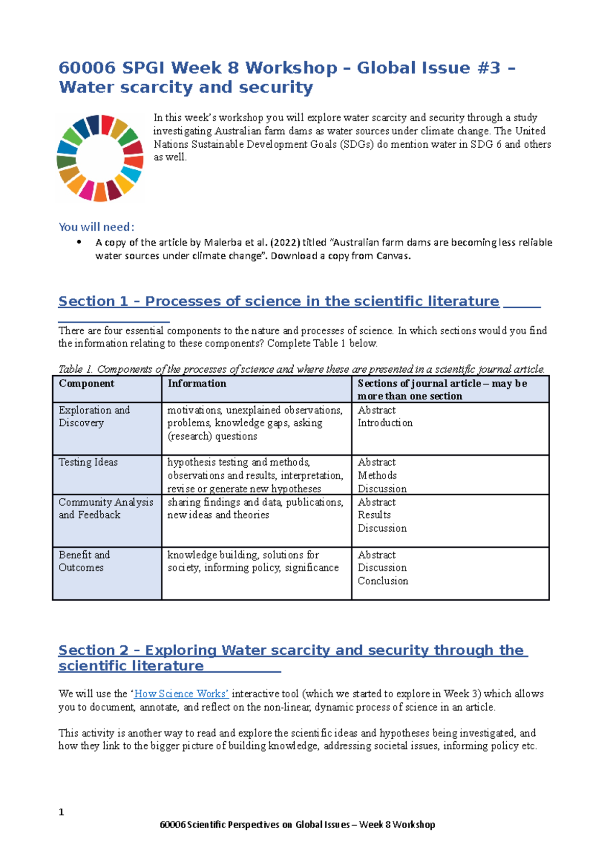 SPGI AUT23 Week 8 workshop worksheet - 60006 SPGI Week 8 Workshop ...