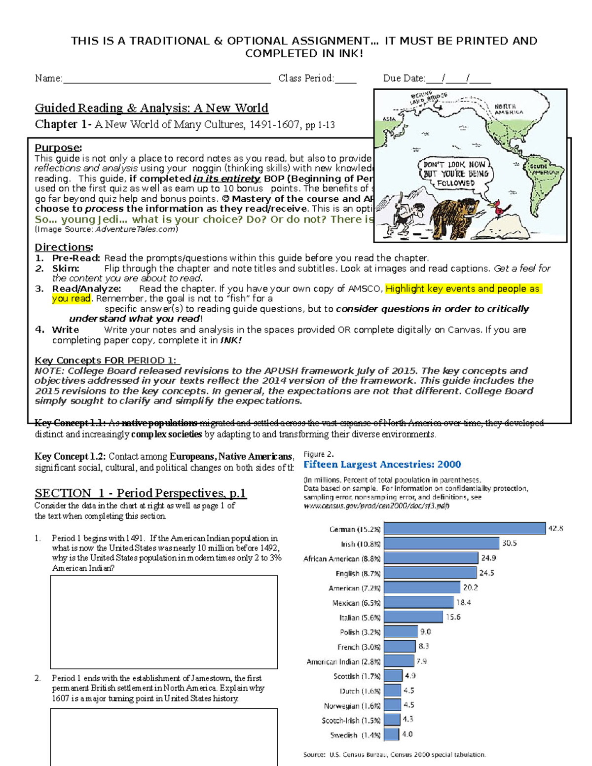 Chapter one - reading guide - THIS IS A TRADITIONAL & OPTIONAL ...
