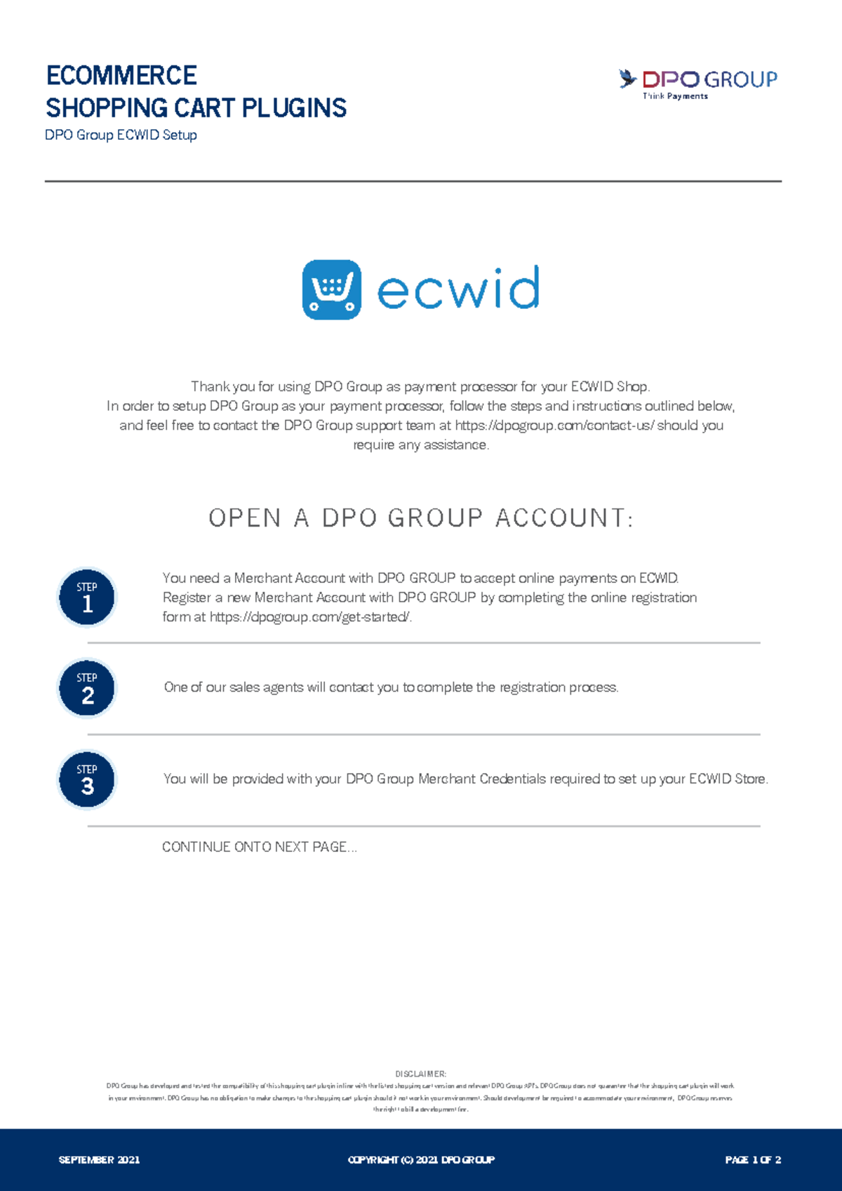 Ecwid DPO Group Setup Instructions - ECOMMERCE SHOPPING CART PLUGINS DPO Group ECWID Setup ...