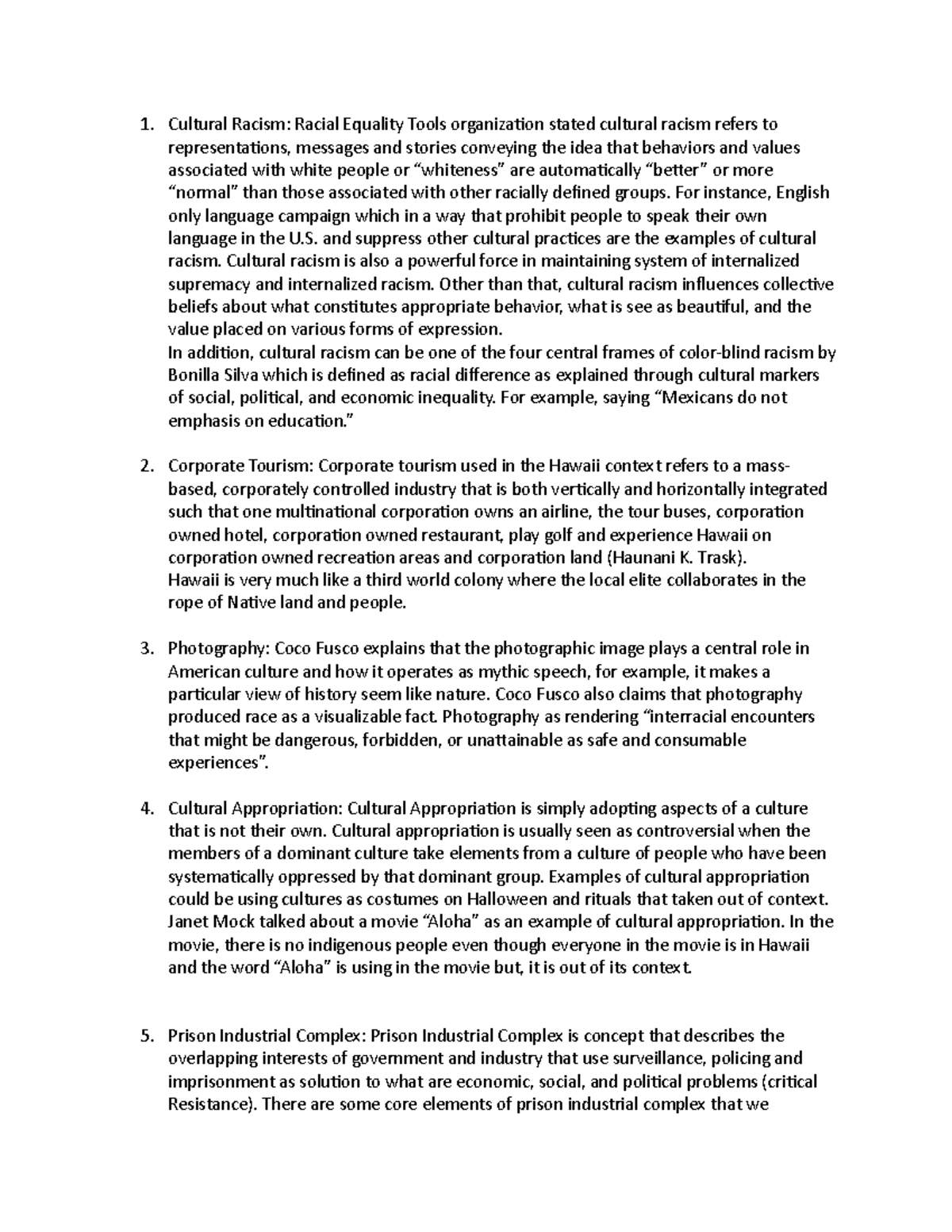 AAS finals - Summary Race and Critical Thinking - Cultural Racism ...