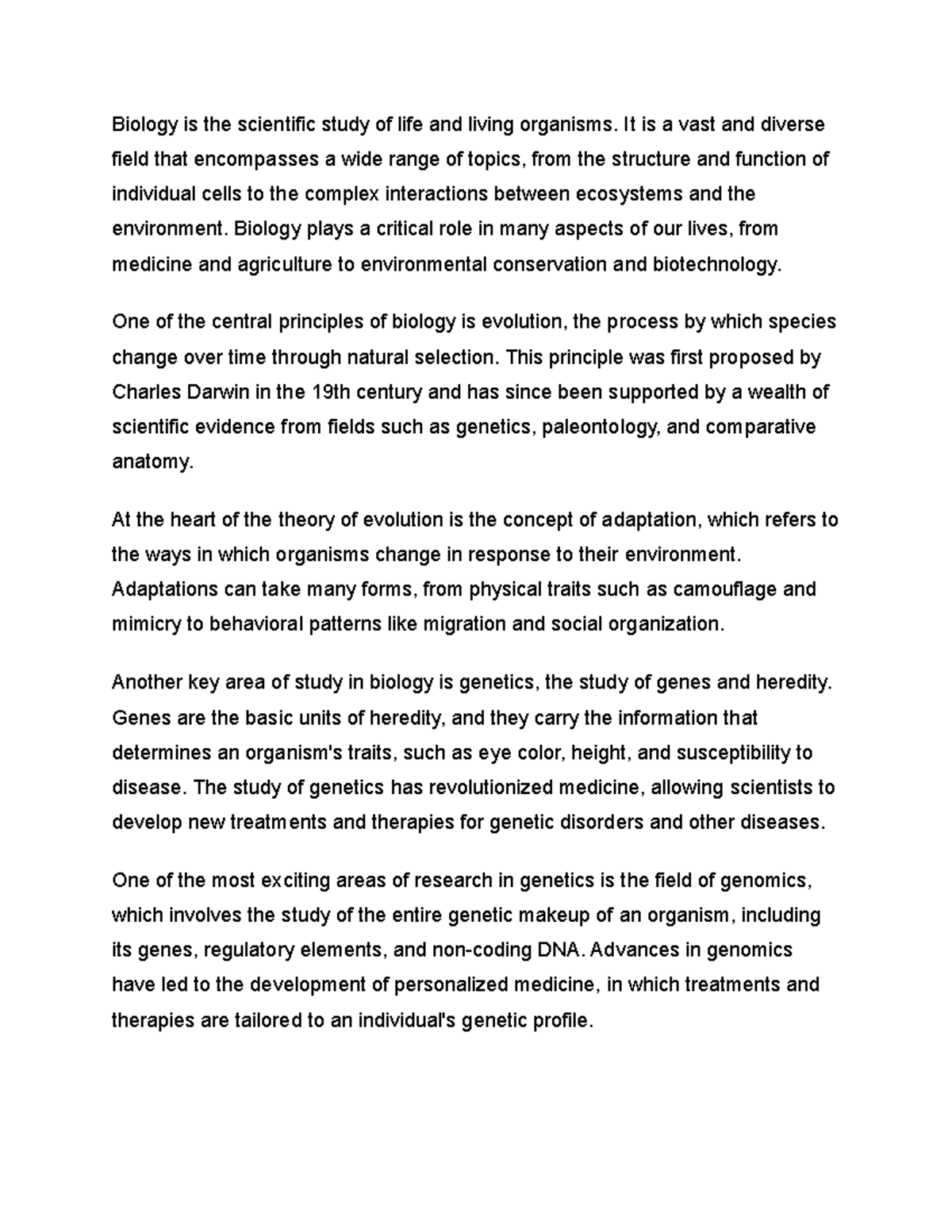 Studoc-2 - Class notes - Biology is the scientific study of life and ... Studoc-2 - Class notes - Biology is the scientific study of life and ...