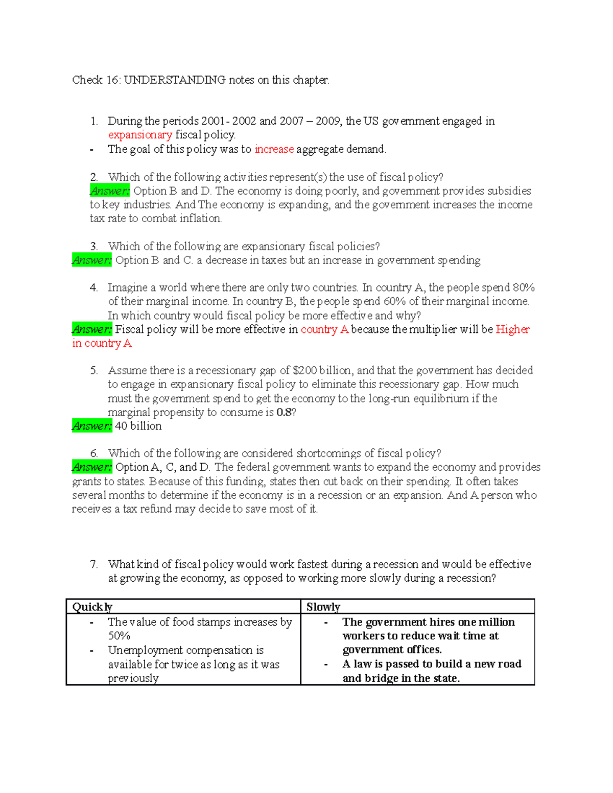 Check 16 ECON Notes - Check 16: UNDERSTANDING notes on this chapter ...