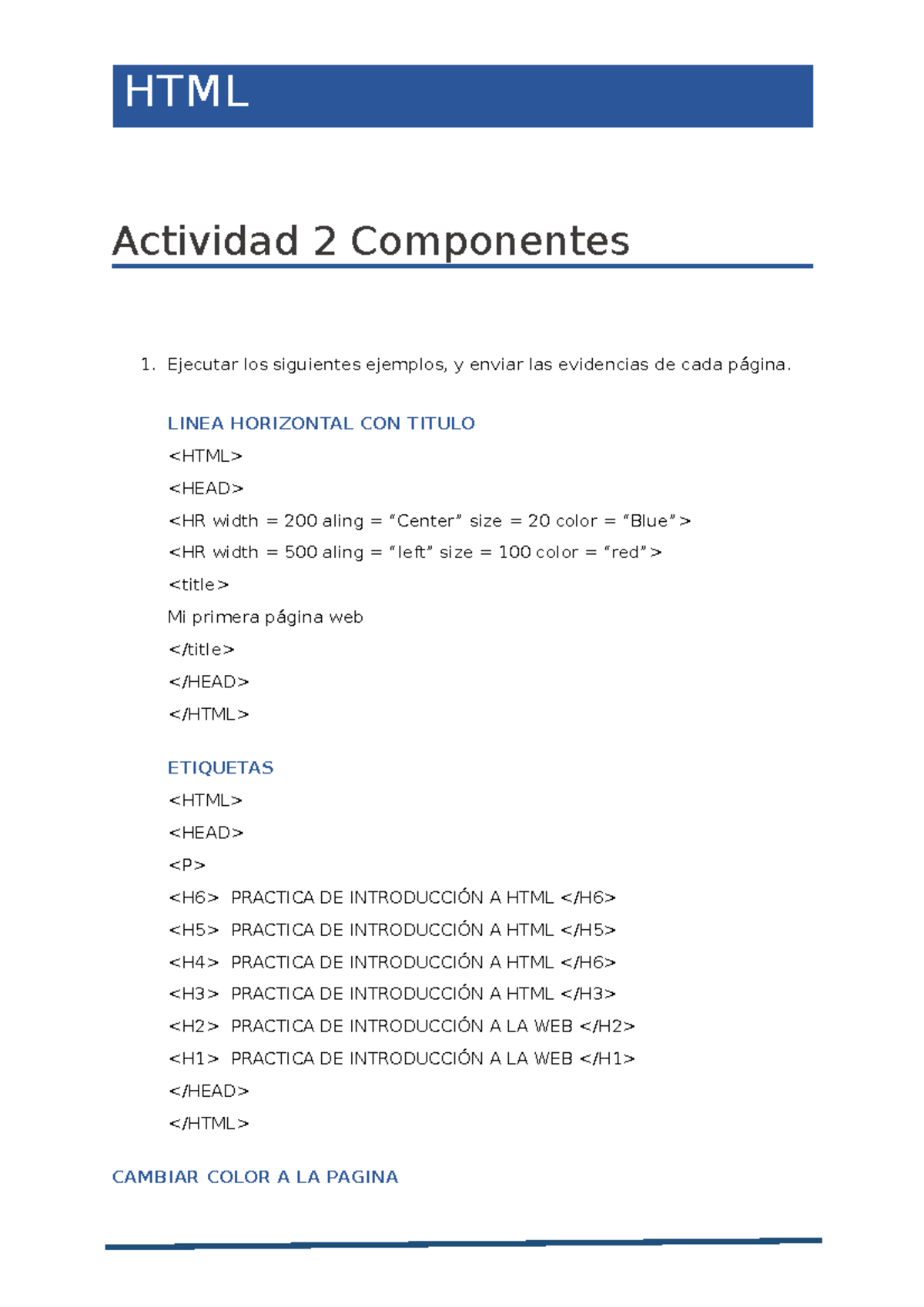 Actividad 2 (componentes html) - HTML Actividad 2 Componentes Ejecutar ...