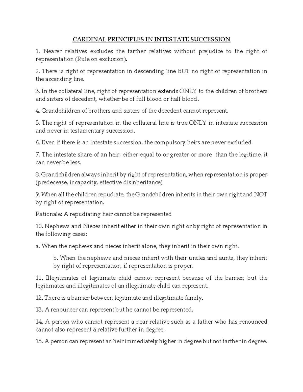 Cardinal Principles in Intestate Succession - CARDINAL PRINCIPLES IN ...