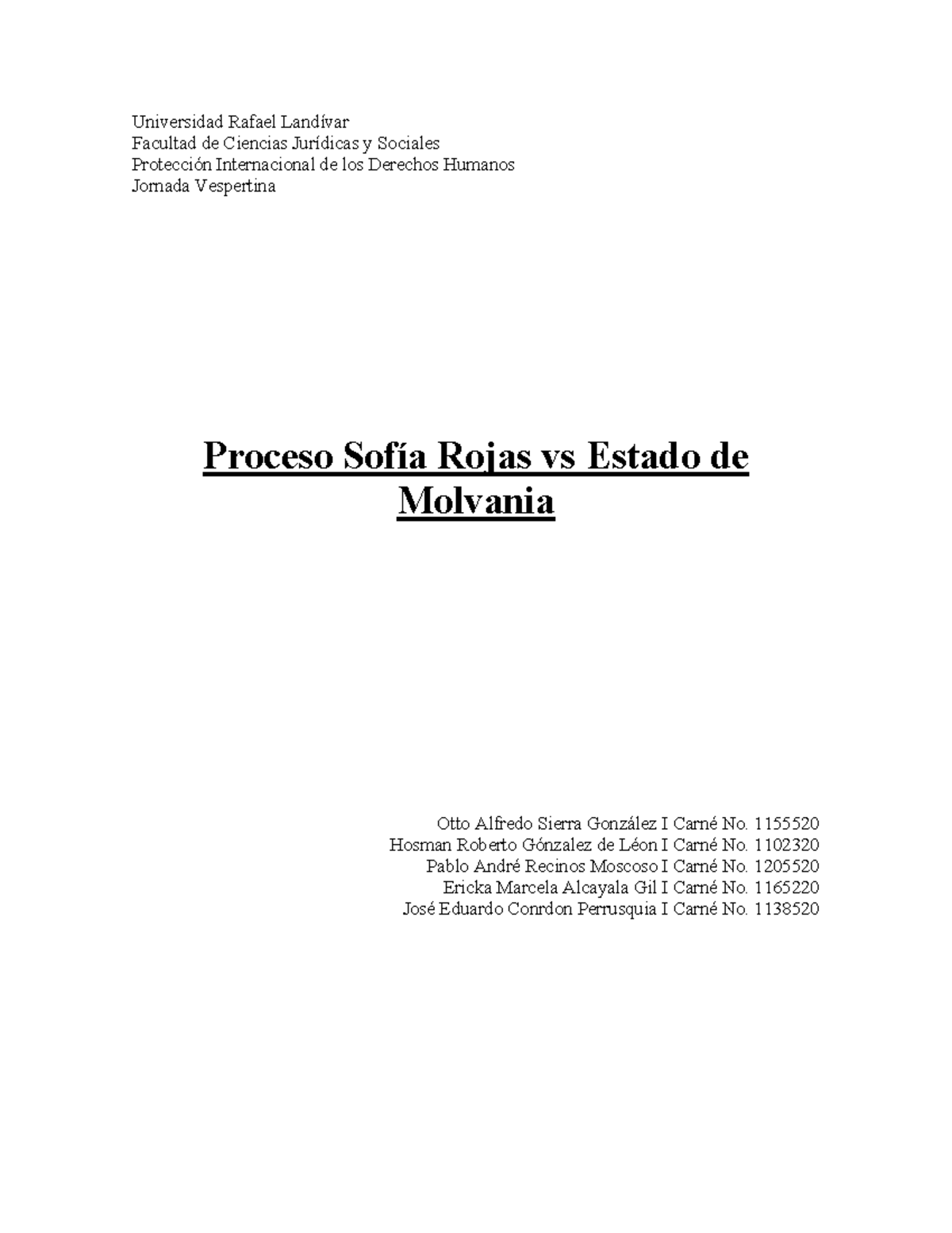 Proceso Sofía Rojas vs Estado de Molvania Memorial Actualizado Grupo 4 ...