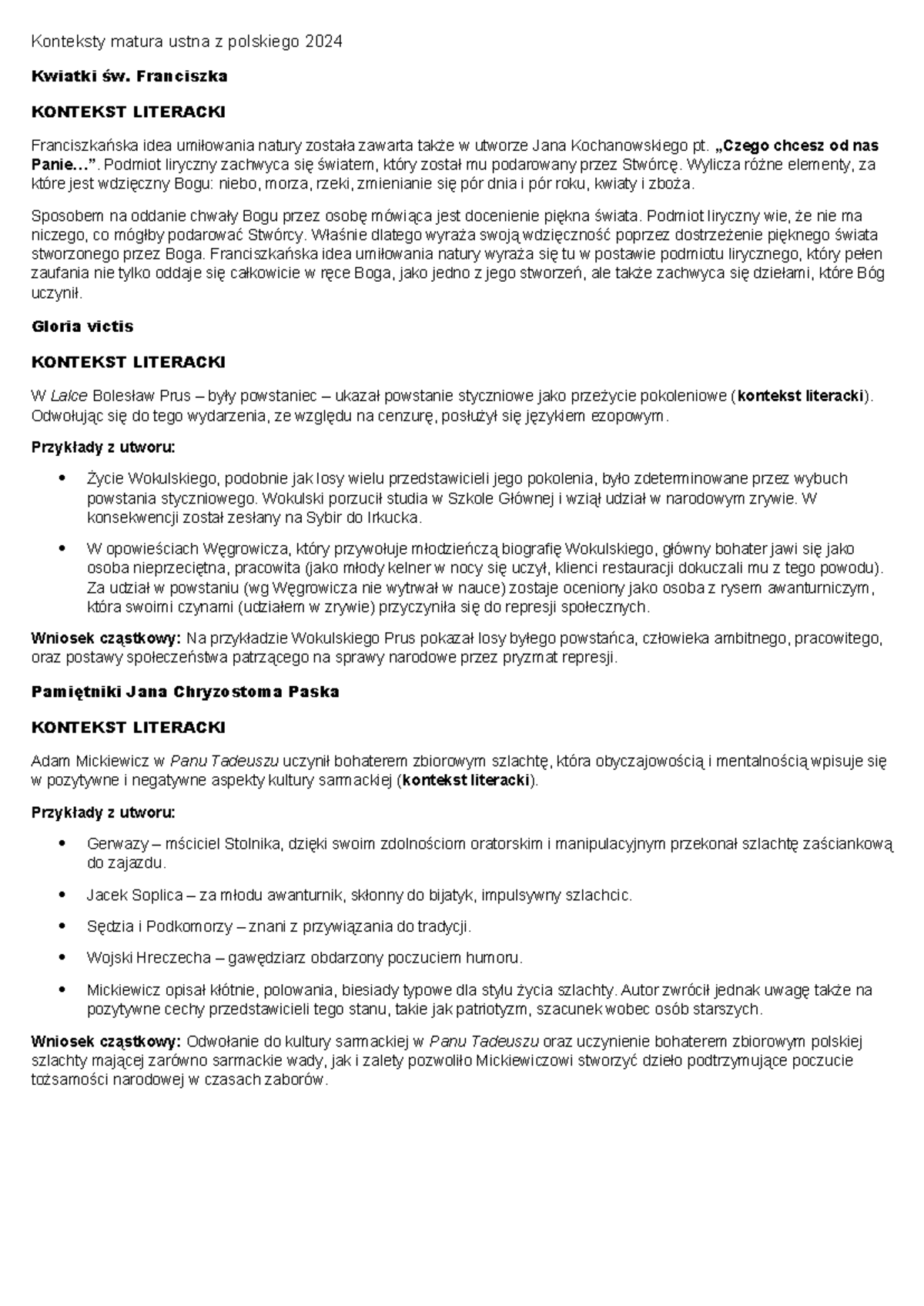Konteksty matura ustna polski 2024 - Konteksty matura ustna z polskiego ...
