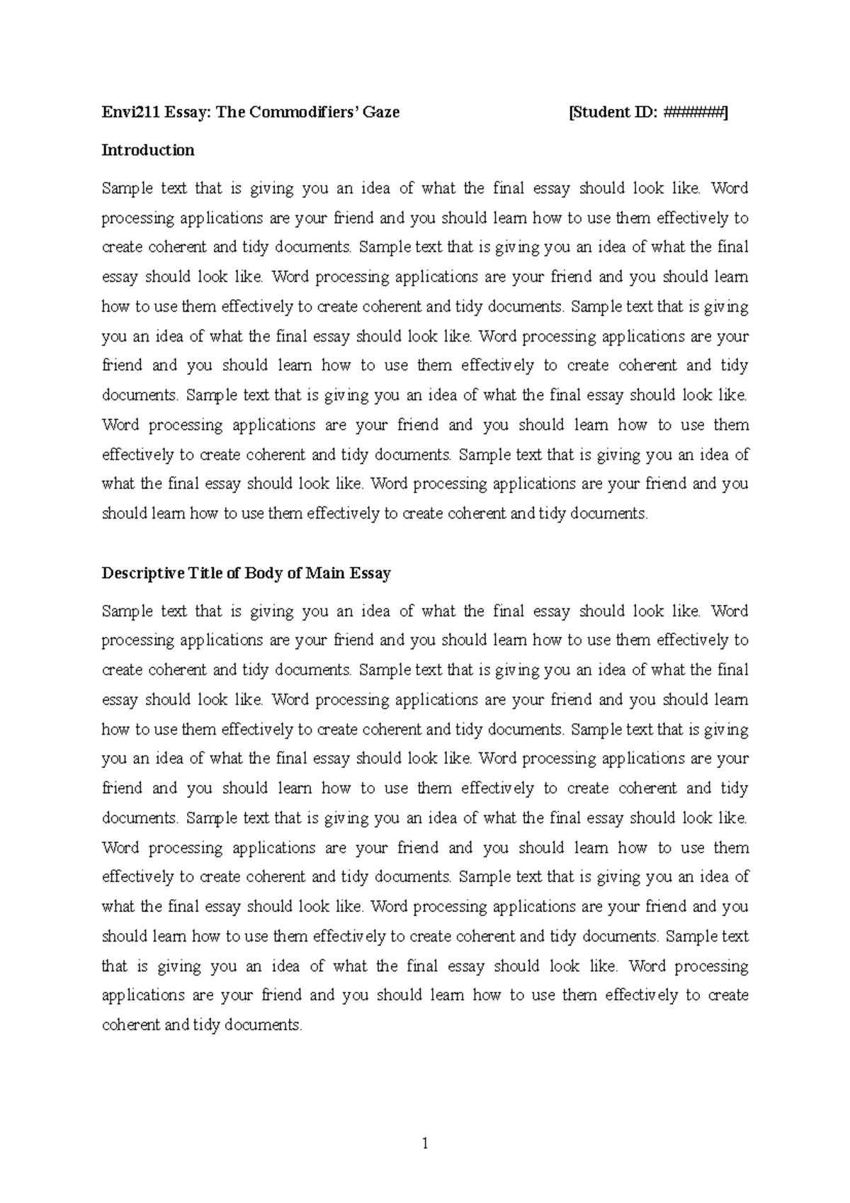 Envi211 Essay Example of How It Looks - Envi211 Essay: The Commodifiers ...