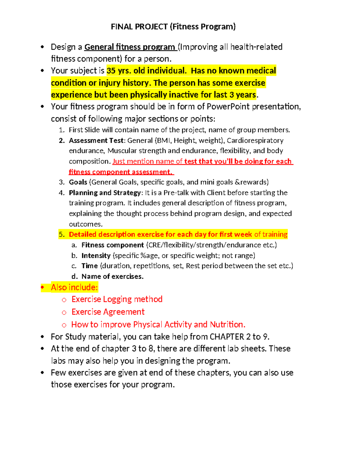 Final Project 292 - FINAL PROJECT (Fitness Program) Design a General ...