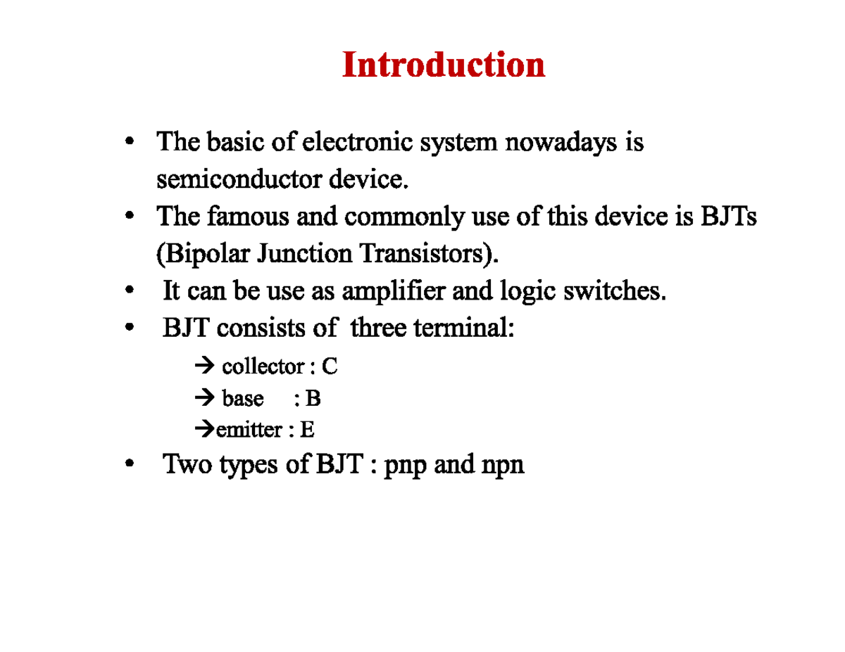 Transistor Configurations AND Characteristics - Introduction The basic ...