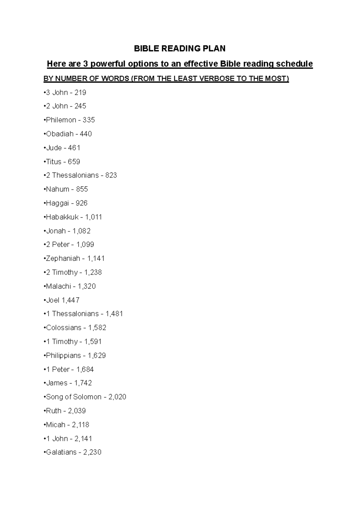 Bible Reading PLAN - BIBLE READING PLAN Here are 3 powerful options to ...