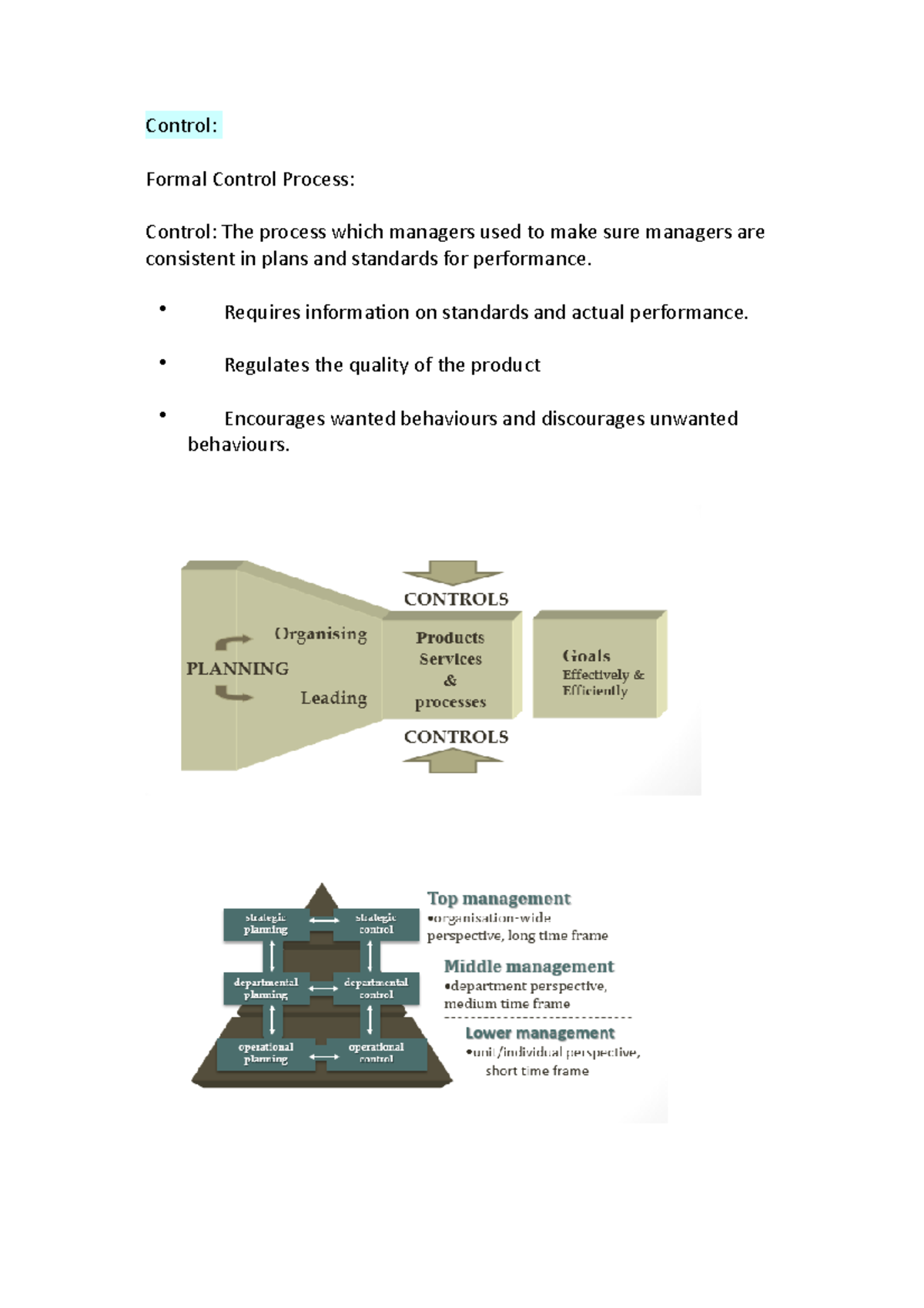 Week 11 - Lecture 1 - Formal Control Process - Control: Formal Control ...