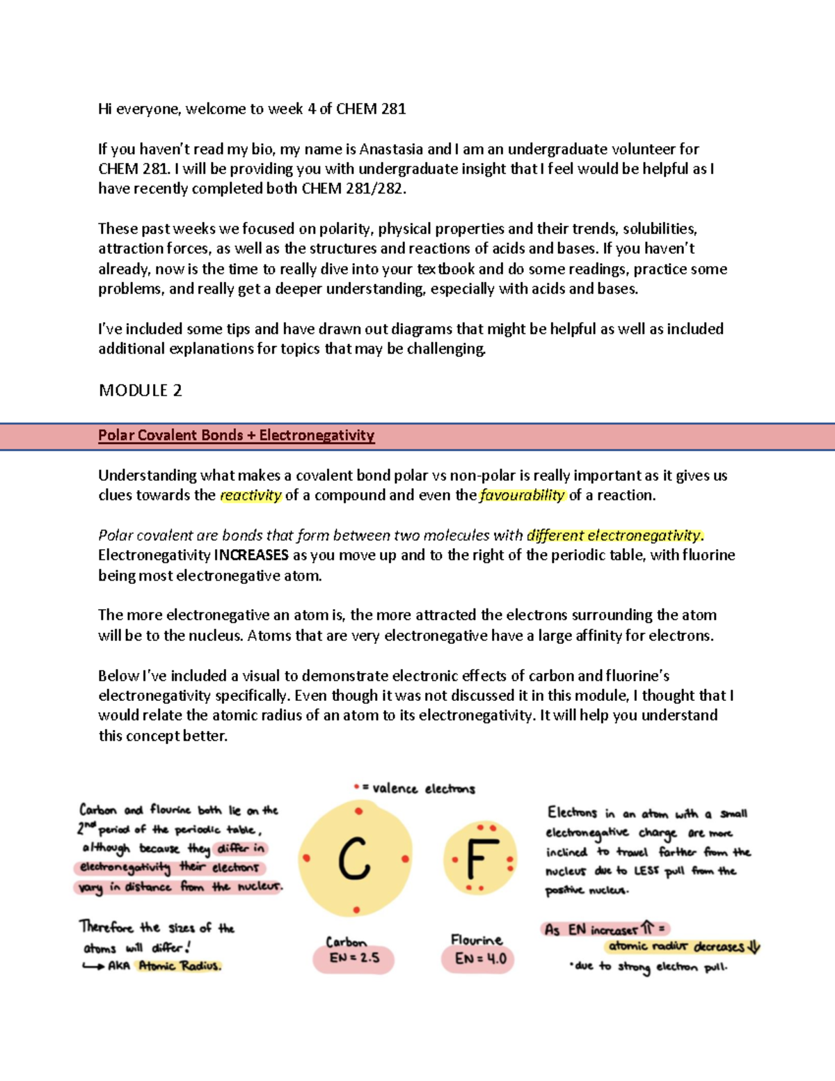 Article 2 CHEM 281 - Extra information - Hi everyone, welcome to week 4 ...