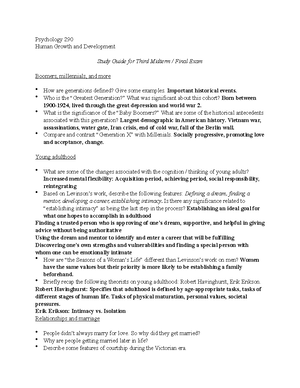 Exam #2 – Review – Human Growth and Development – Dr. Whitney - Exam #2 ...