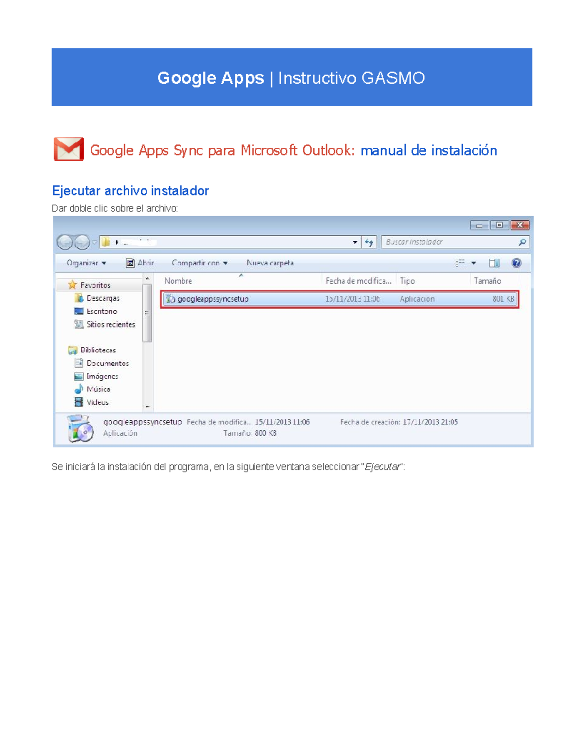 Instructivo instalación - Gasmo - Google Apps | Instructivo GASMO ...
